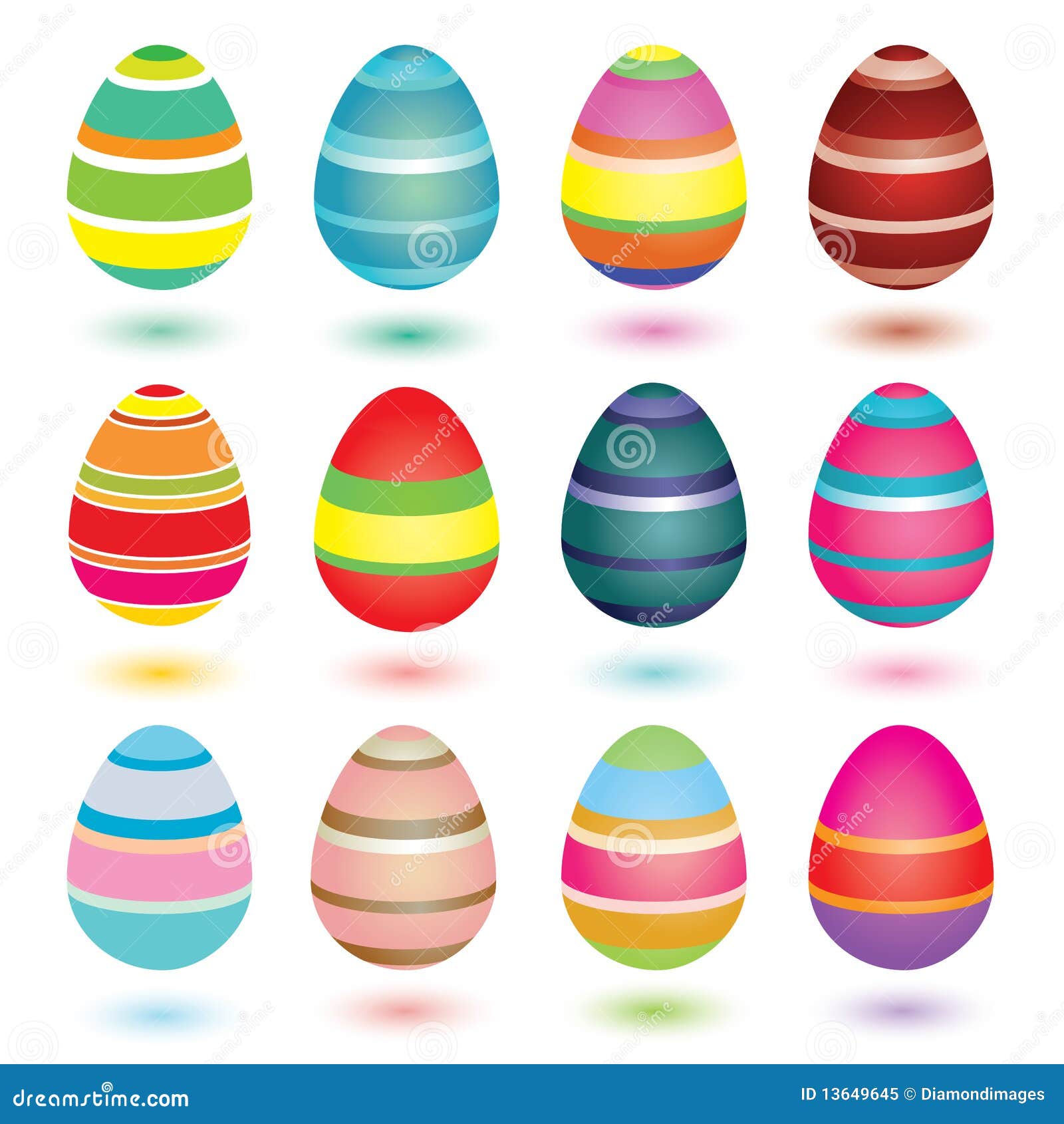 Striped Easter Eggs stock vector. Illustration of coloured - 13649645