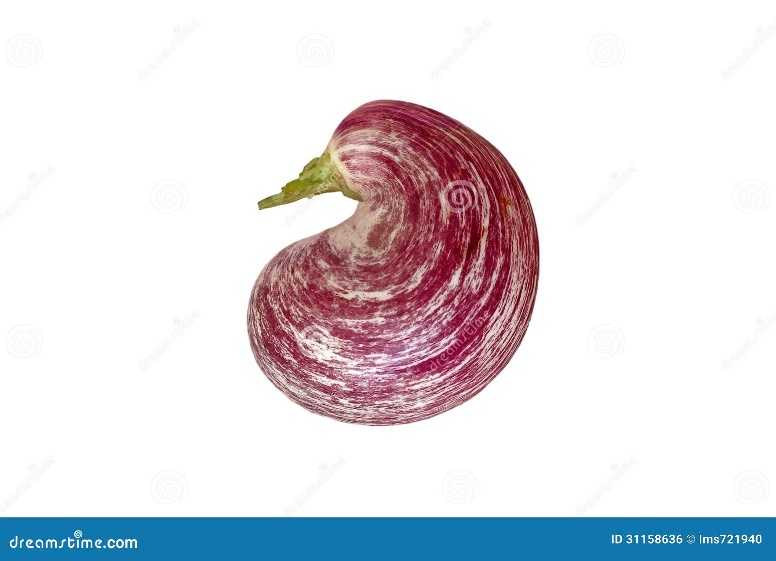 Striped Eggplant Original Shape Isolated on White Stock Photo - Image ...