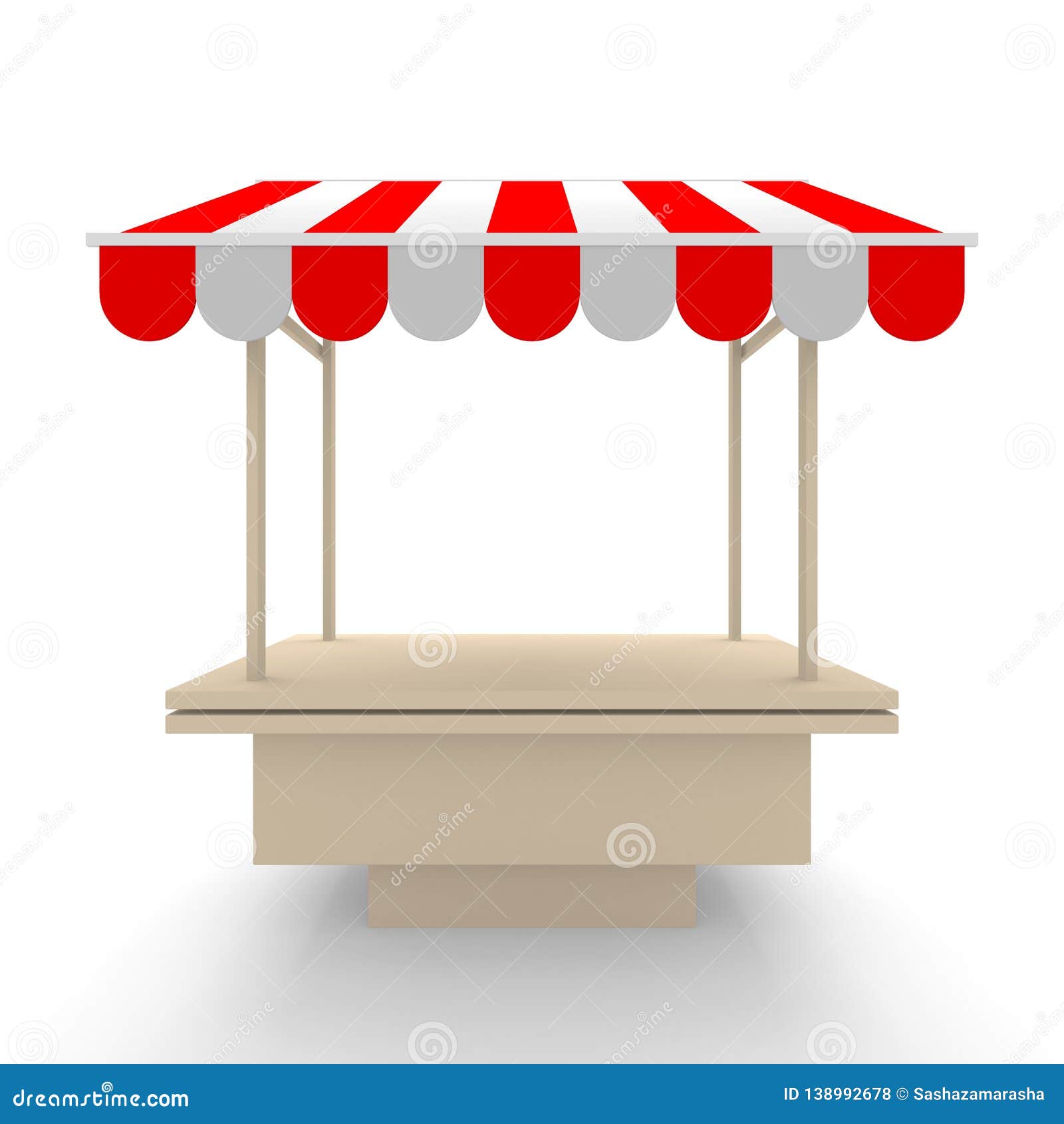 Striped Empty Market Stall Mockup Template Stock Illustration ...