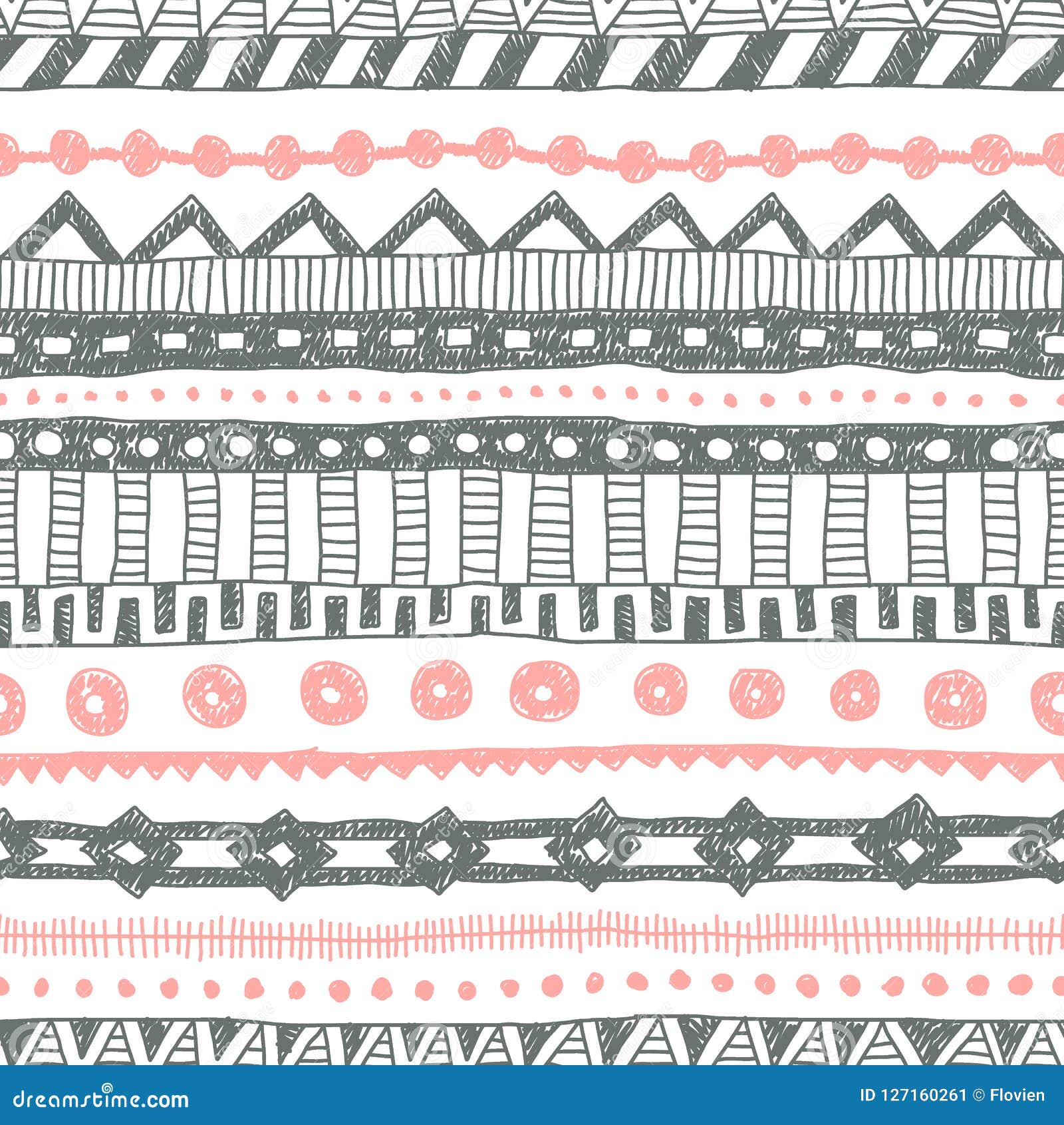 Striped Ethnic Pattern Painted in Pencil. Vintage Striped Print Stock ...