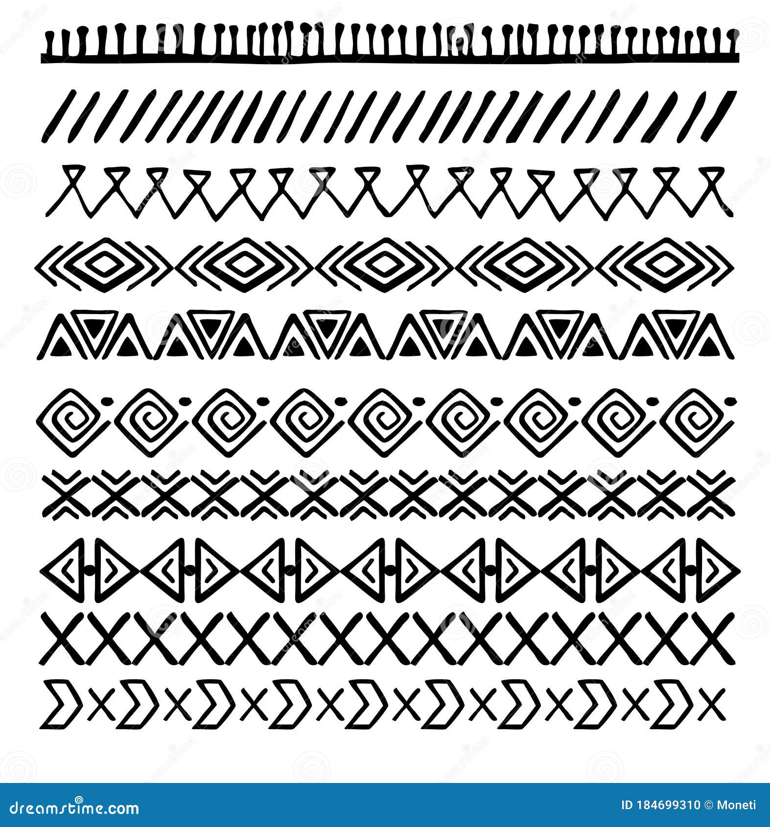 Tribal Linear Butterflies Patterns Created By The Horse Heads With ...