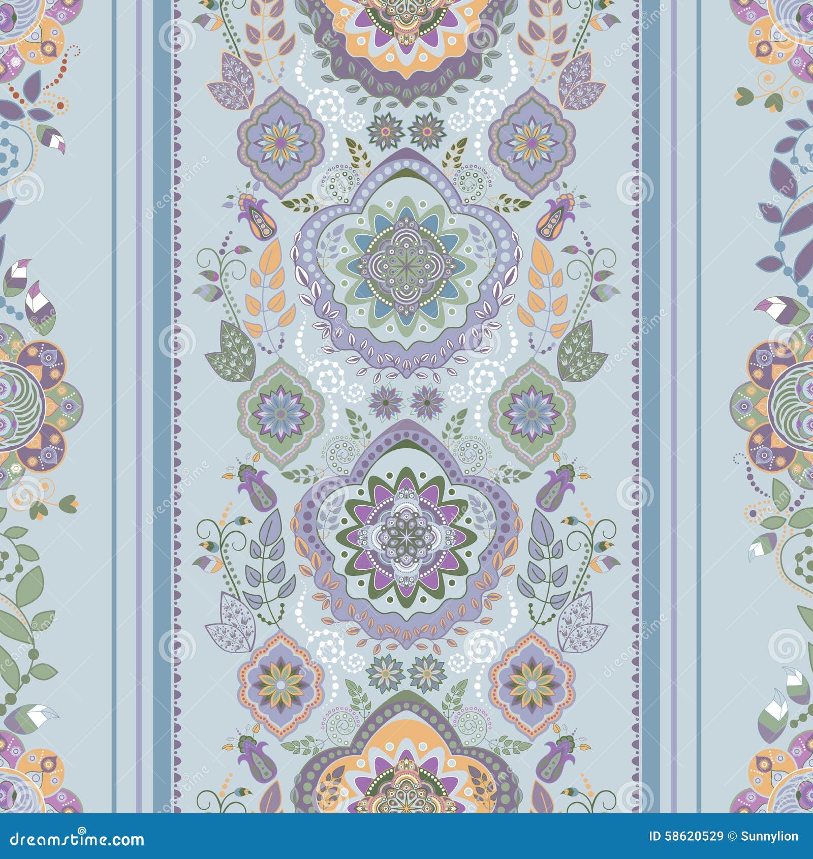 Striped floral pattern stock vector. Illustration of decor - 58620529