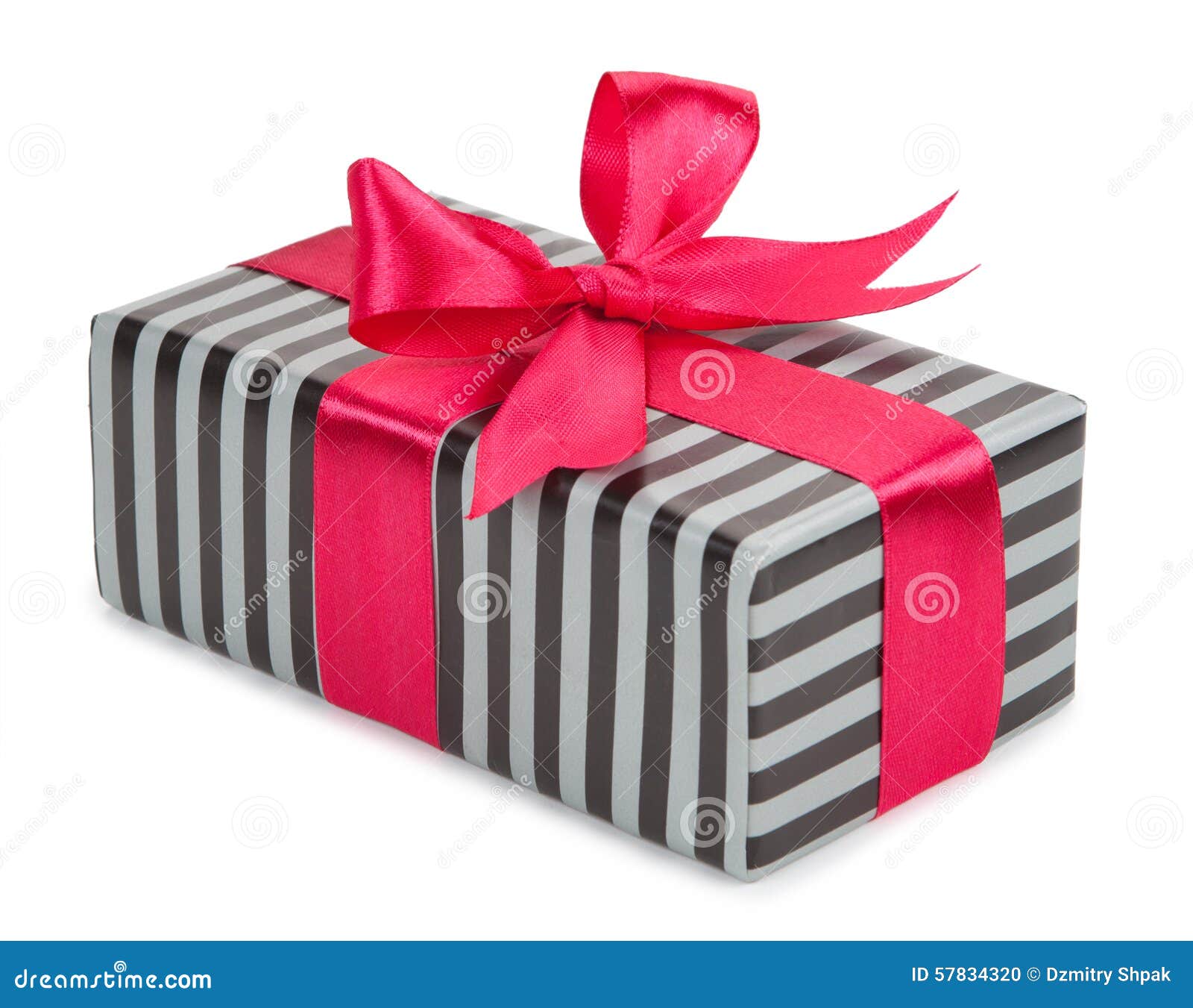 Striped Gift Box with a Bow and Ribbon Stock Photo - Image of brightly ...