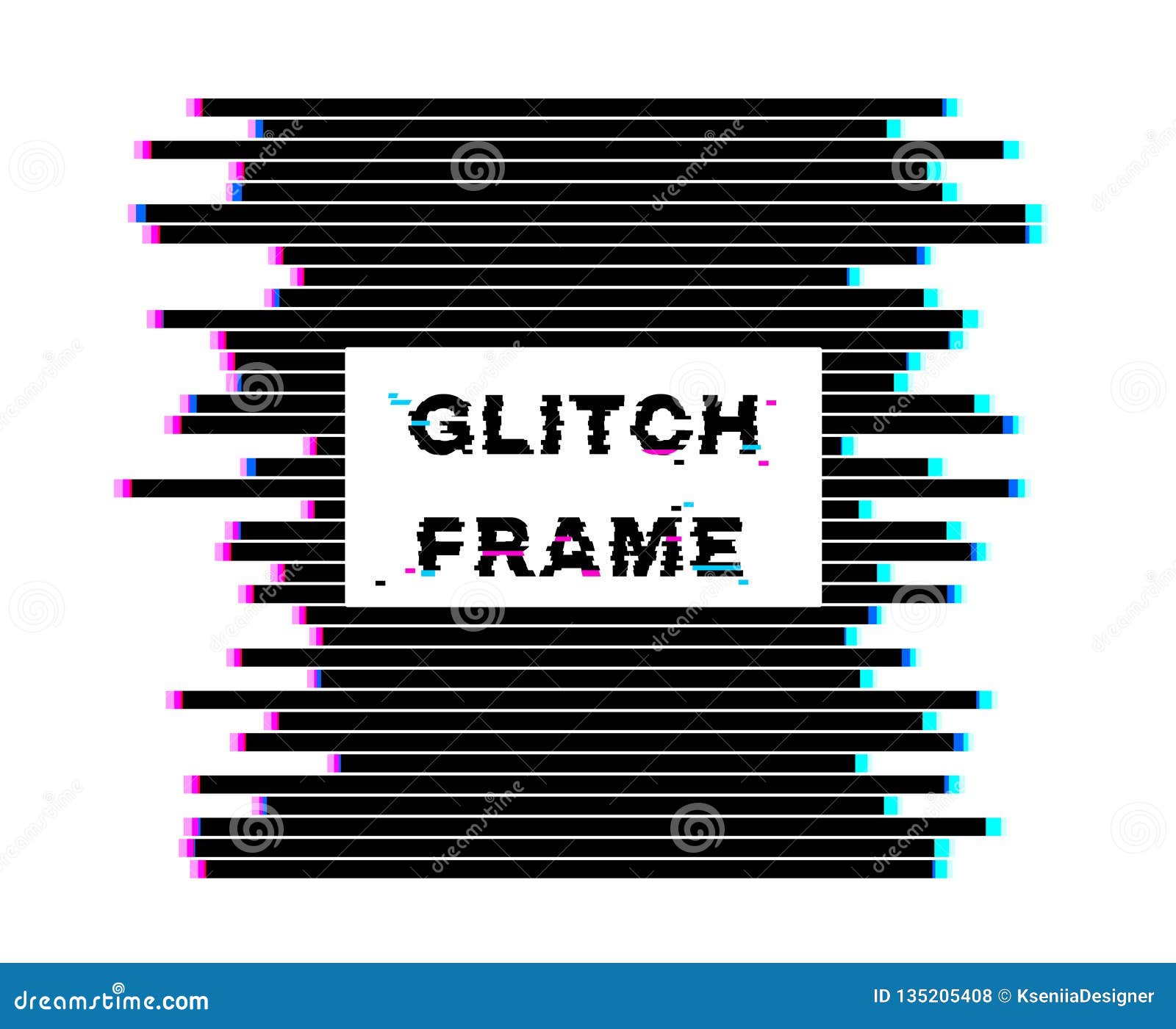 Glitch Frame On Dark Backdrop. Color Distortions And Pixel Noise ...