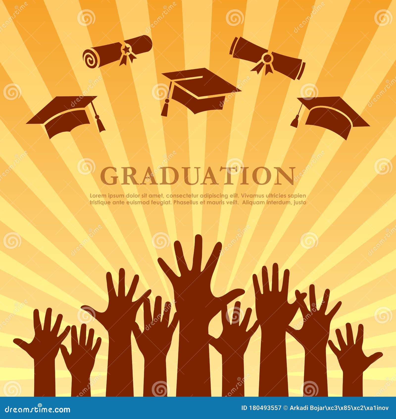 Striped Graduation Poster Design Stock Vector - Illustration of flyer ...