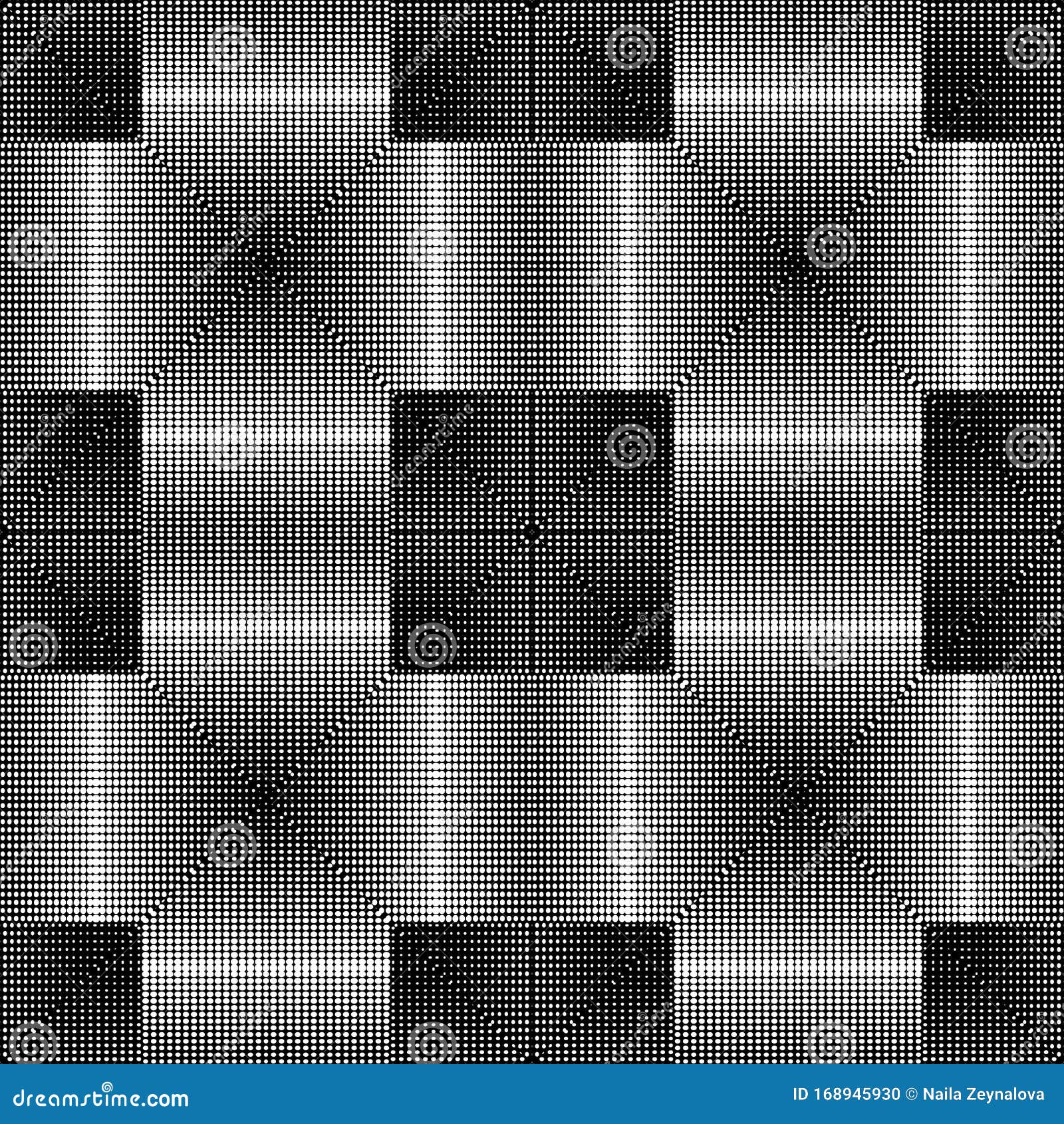 Striped Halftone Geometric 3d Vector Seamless Pattern. Dotted Abstract ...