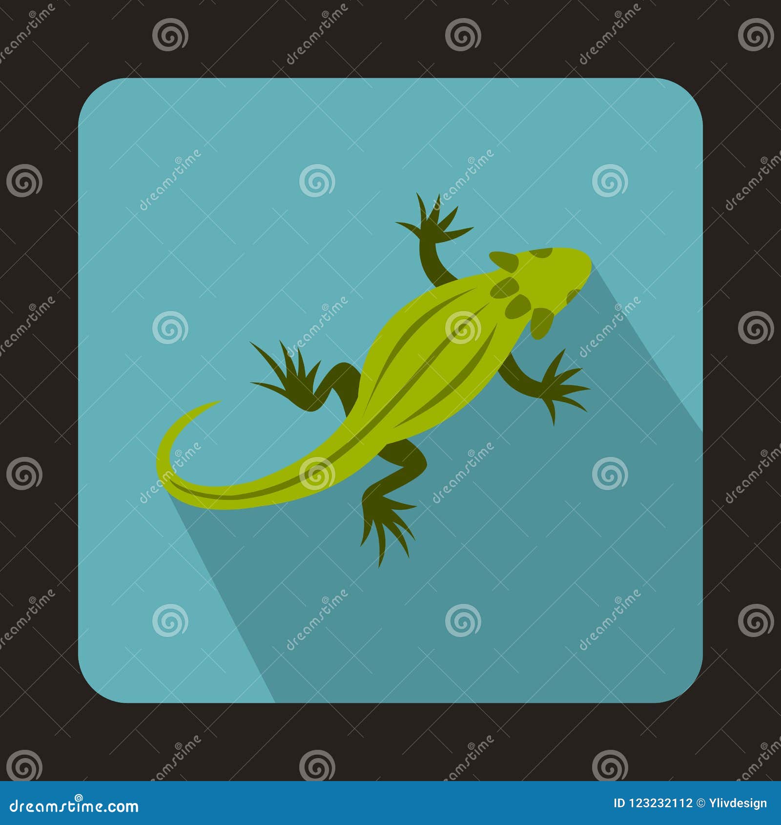 Striped Iguana Icon, Flat Style Stock Illustration - Illustration of ...