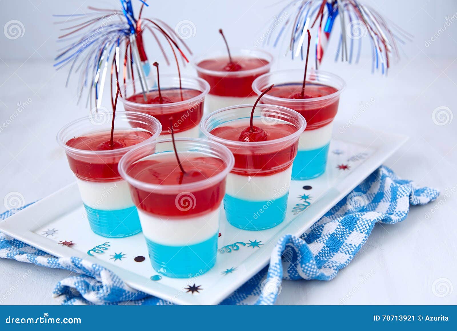 Striped Jelly Shots with Firecracker Star Stock Image - Image of ...