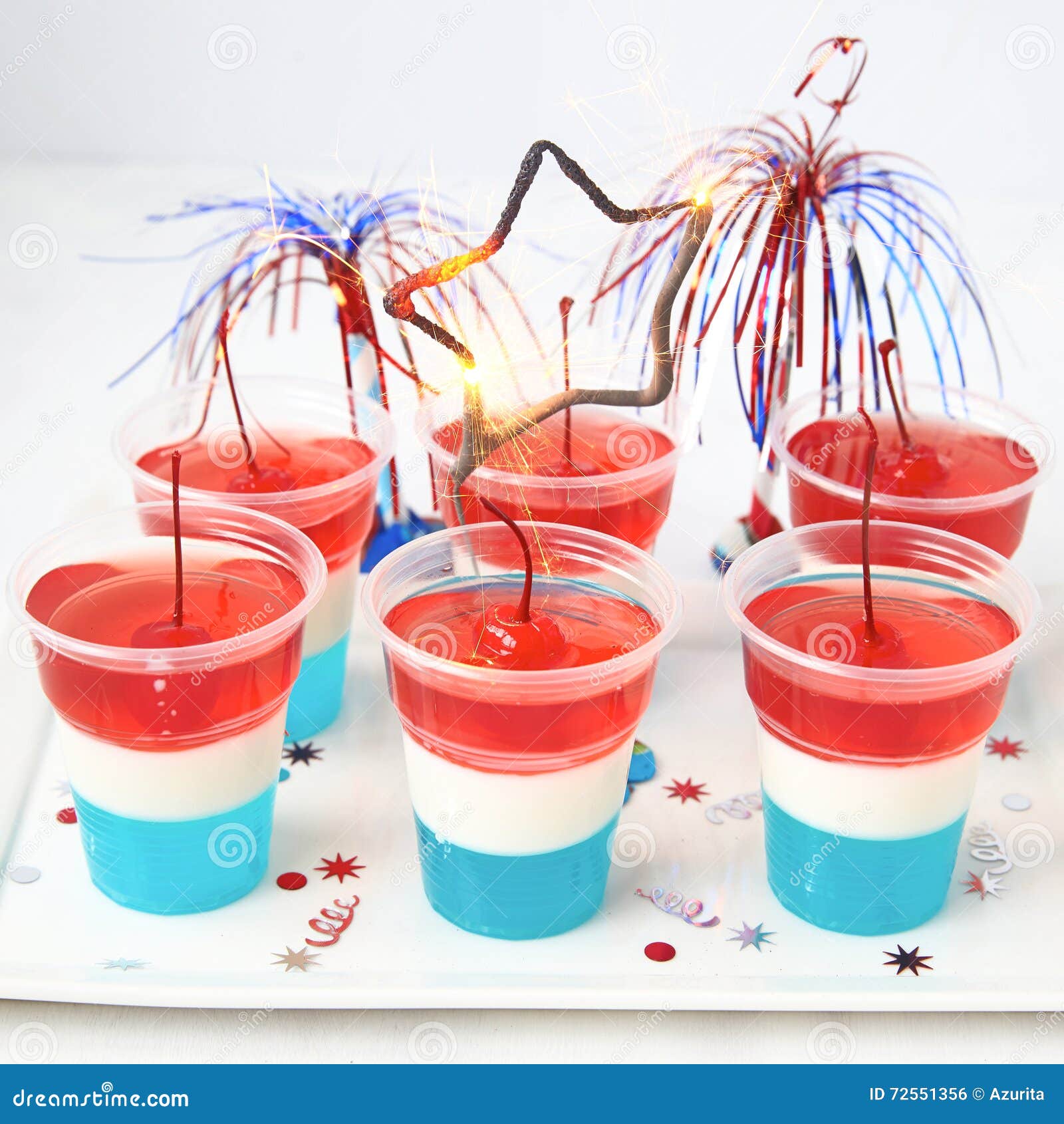 Striped Jelly Shots with Firecracker Star Stock Photo - Image of pride ...