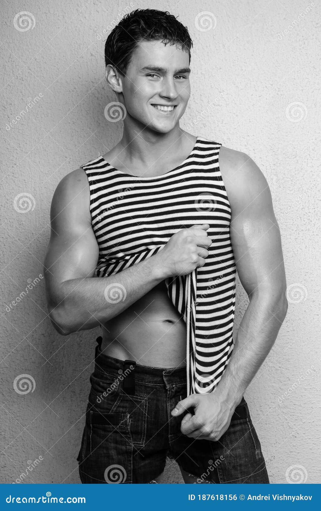 Striped jersey stock photo. Image of body, muscled, bicep - 187618156