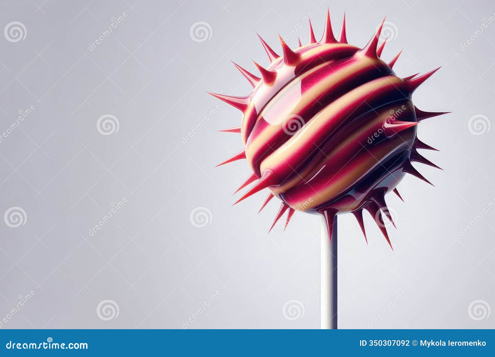 Striped Lollipop with Sharp Spikes on a Stick. Space for Text. Stock ...