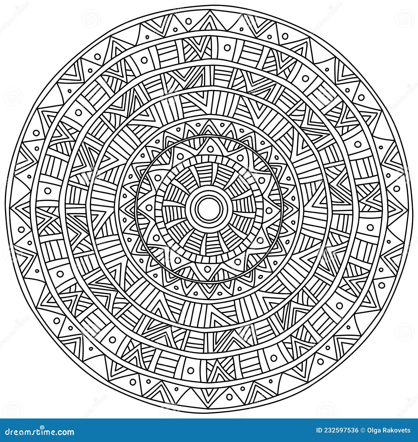 Striped Mandala with Linear Patterns, Meditative Coloring Page in the ...