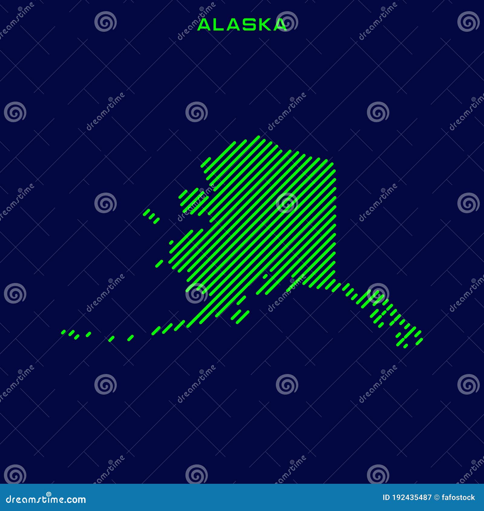 Striped Map of Alaska Vector Design Template. Stock Vector ...