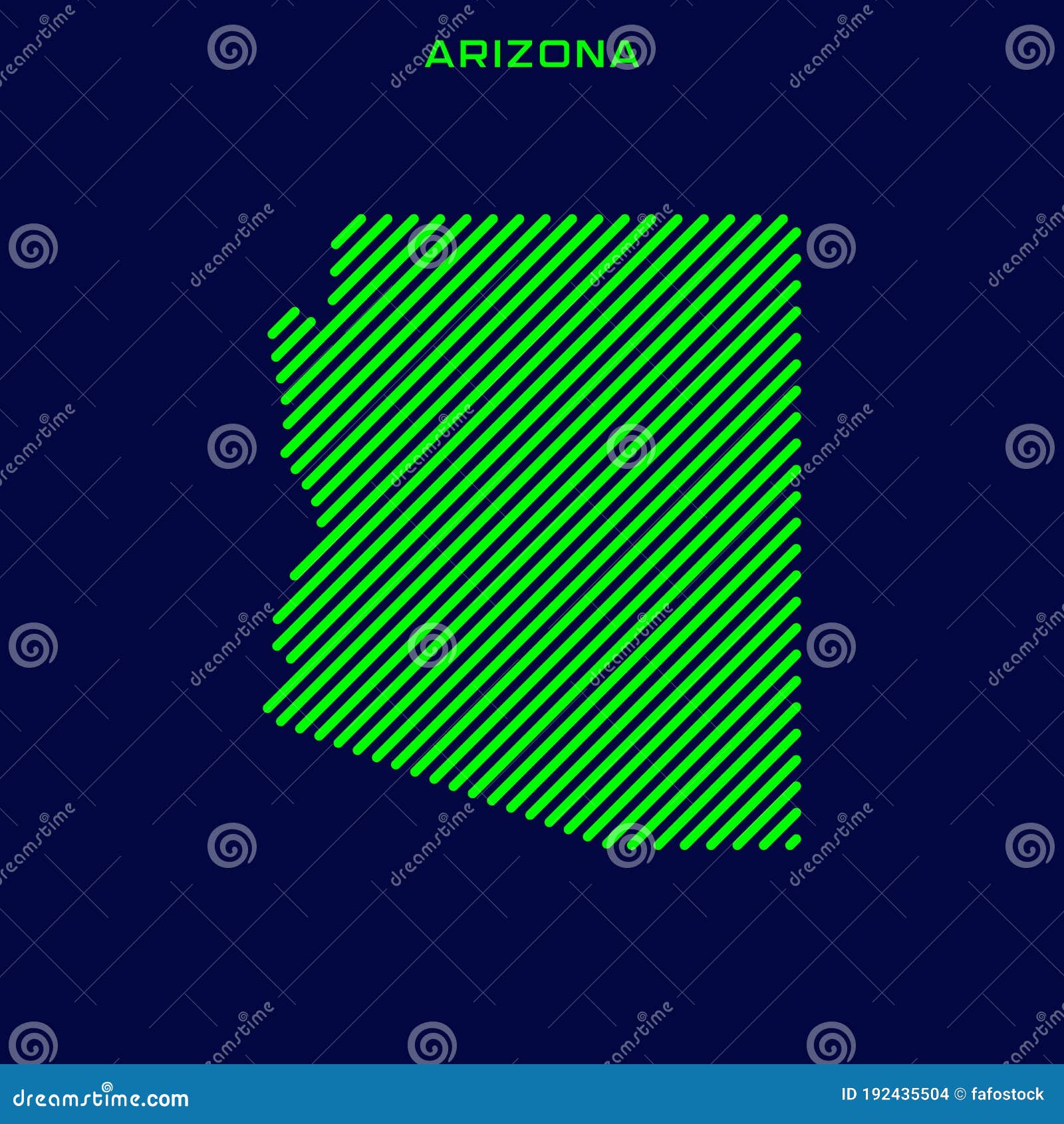 Striped Map of Arizona Vector Design Template. Stock Vector ...