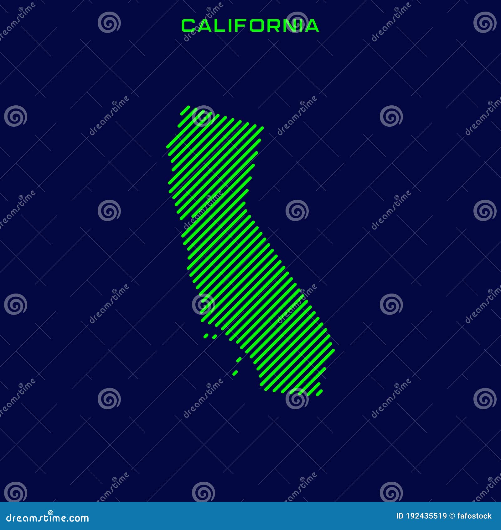 Striped Map of California Vector Design Template. Stock Vector ...