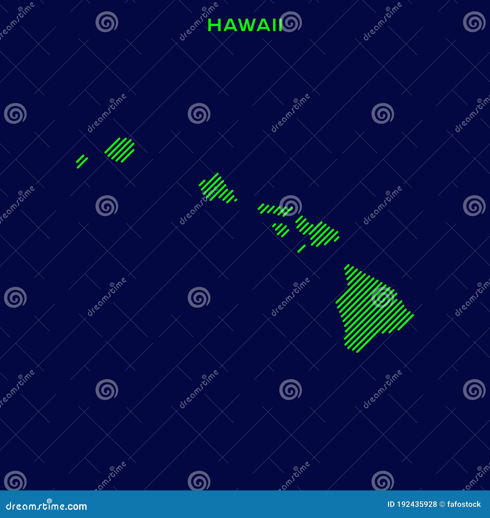 Striped Map of Hawaii Vector Design Template. Stock Vector ...