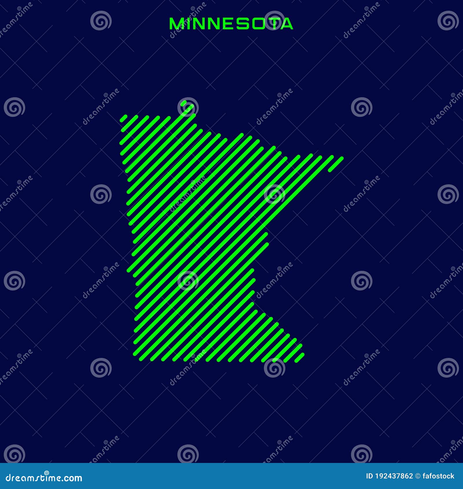 Striped Map of Minnesota Vector Design Template. Stock Vector ...