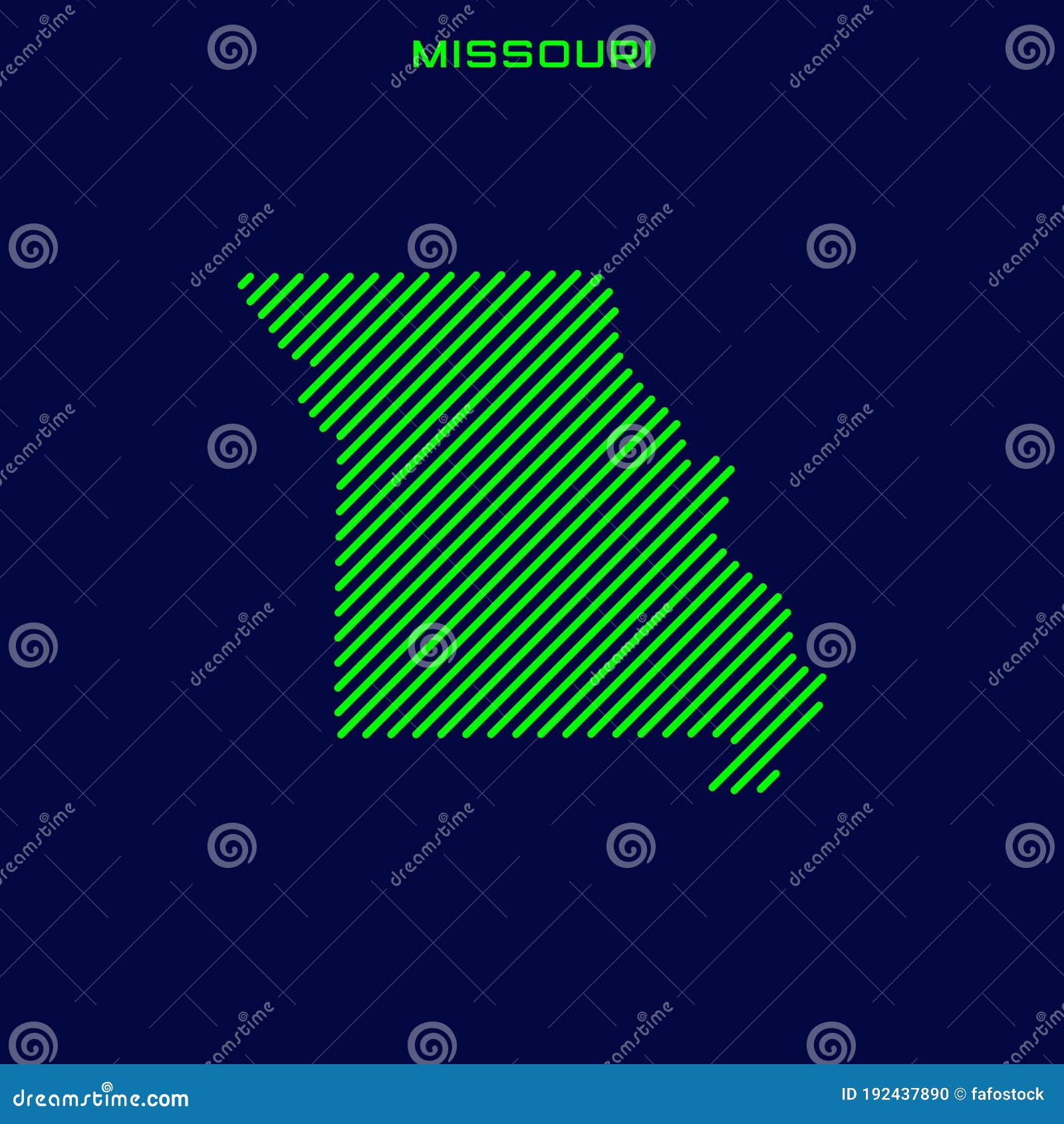 Striped Map of Missouri Vector Design Template. Stock Vector ...