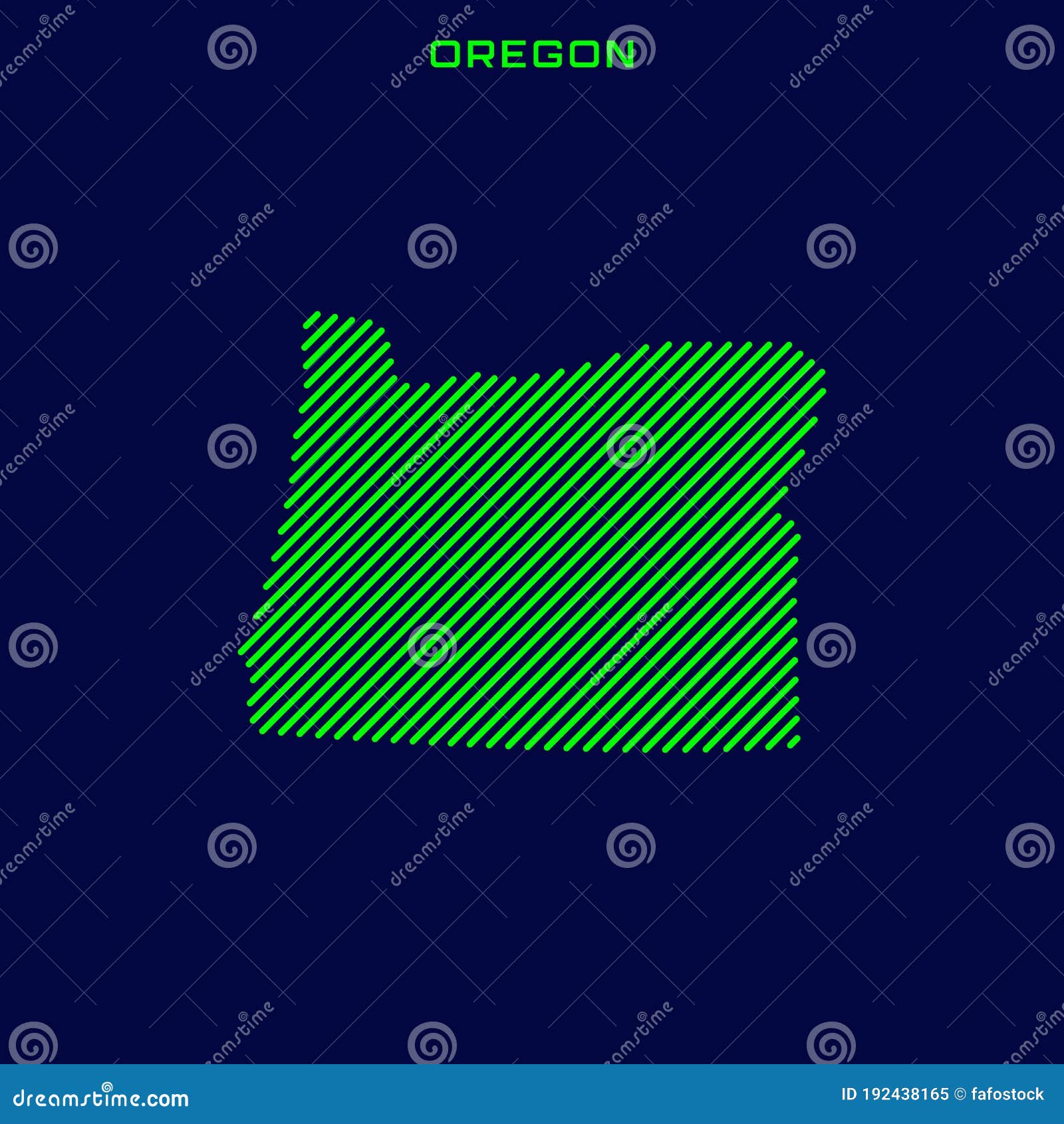 Striped Map of Oregon Vector Design Template. Stock Vector ...
