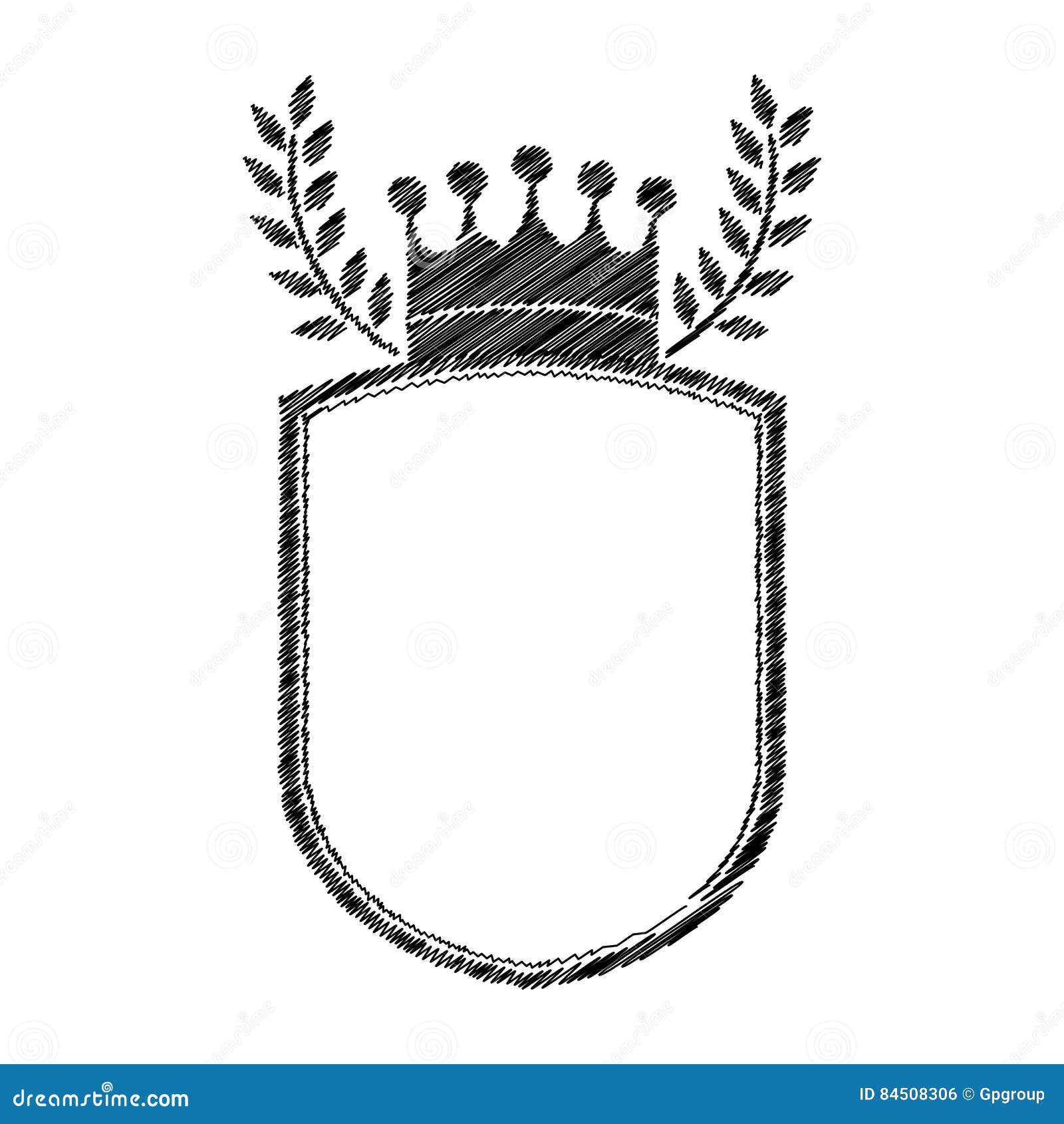 Striped Monochrome Shield Contour with Crown and Olive Branch Stock ...