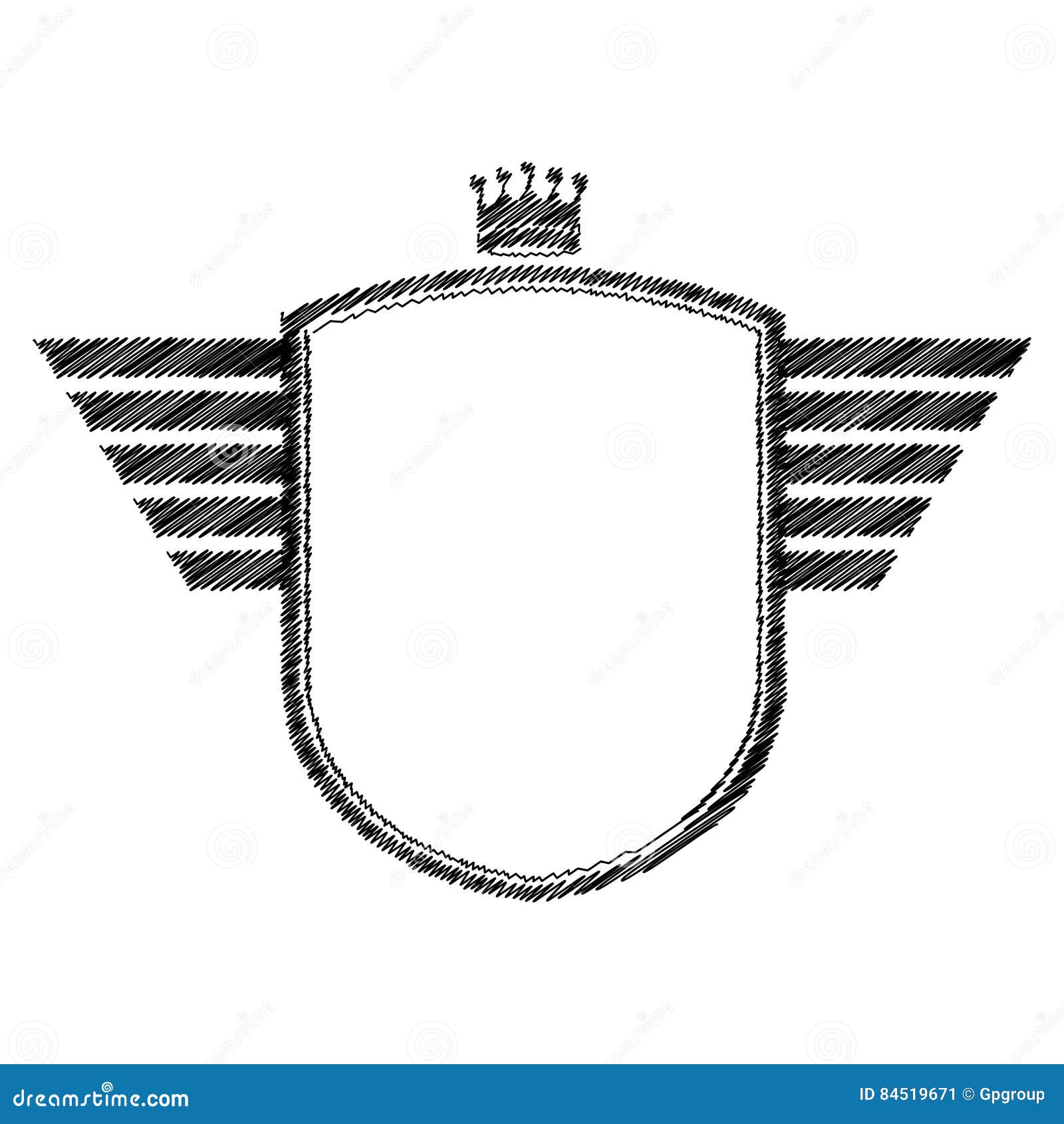 Striped Monochrome Shield Contour with Crown Stock Vector ...