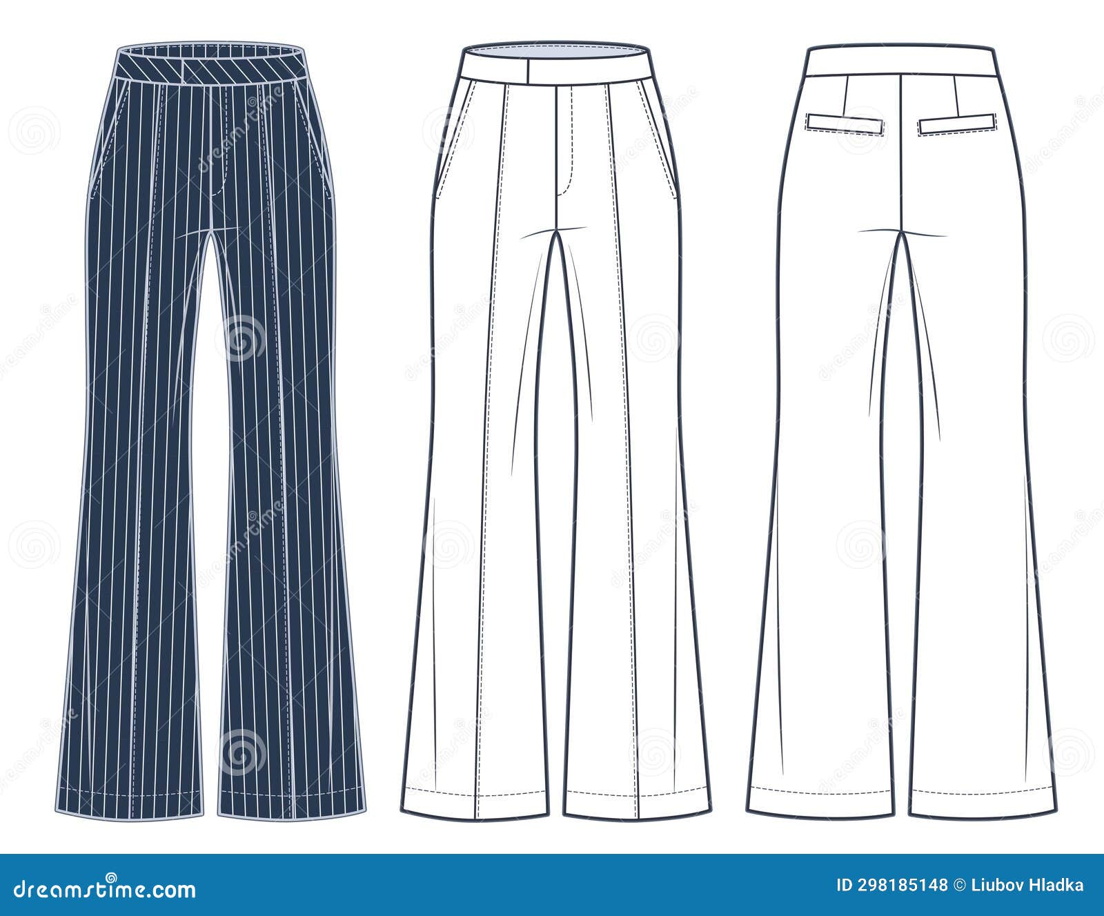 Striped Pants Technical Fashion Illustration Striped Pattern Flared