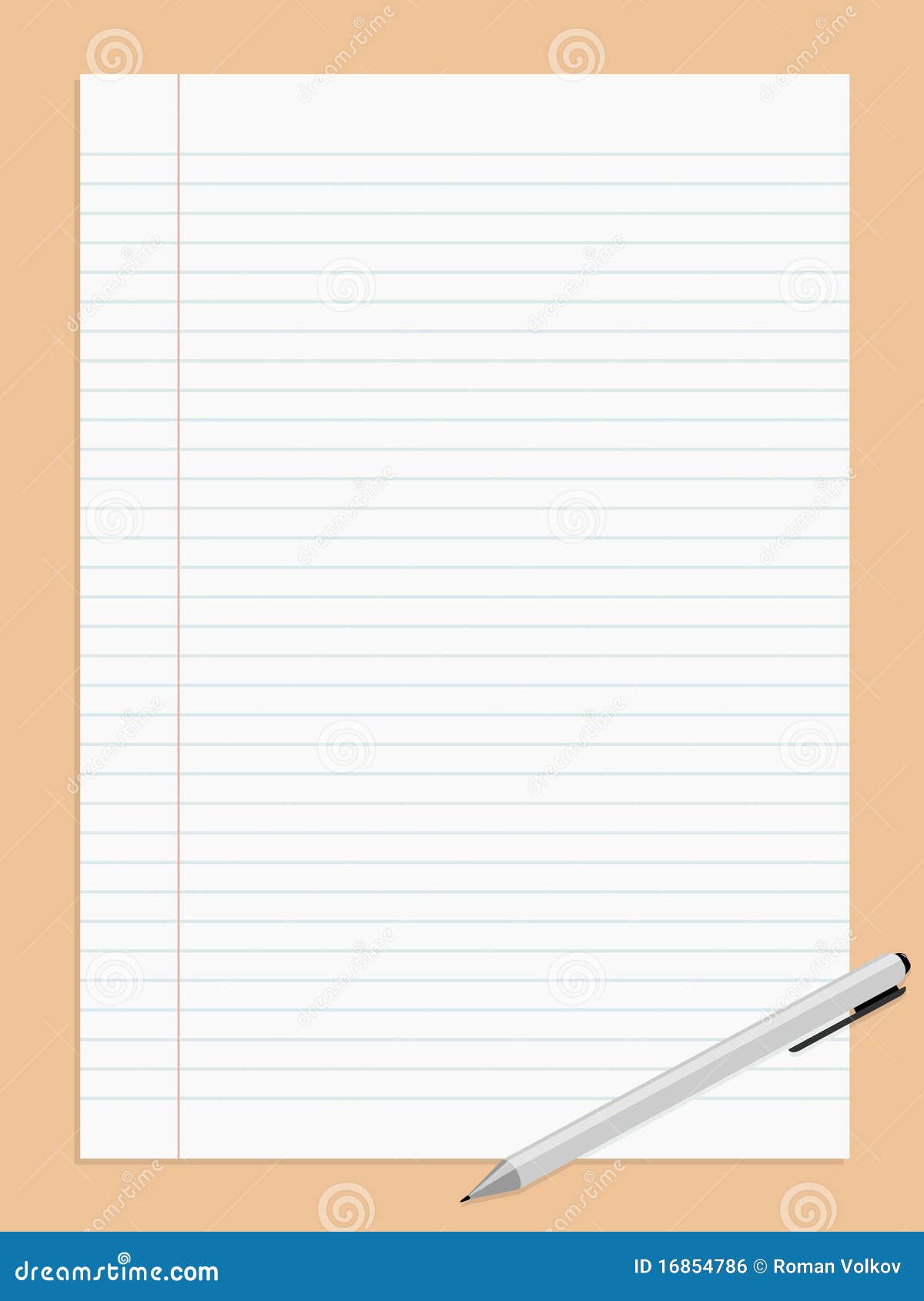 Striped Paper Sheet and Pen Stock Vector - Illustration of note, sheet ...