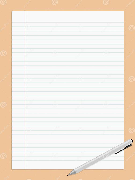 Striped Paper Sheet and Pen Stock Vector - Illustration of note, sheet ...
