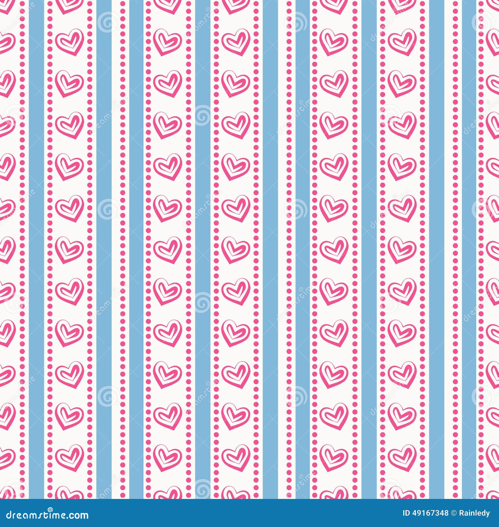 Striped Pattern with Hearts. Vector Seamless Background. Stock Vector ...