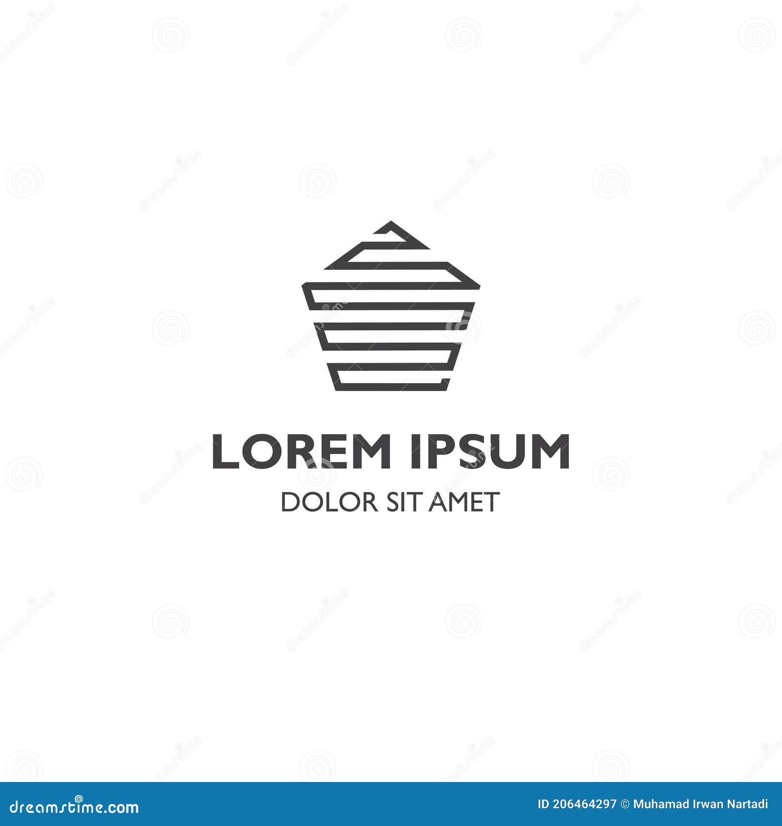 Striped Pentagon Line Connect Icon Element Template Stock Vector ...