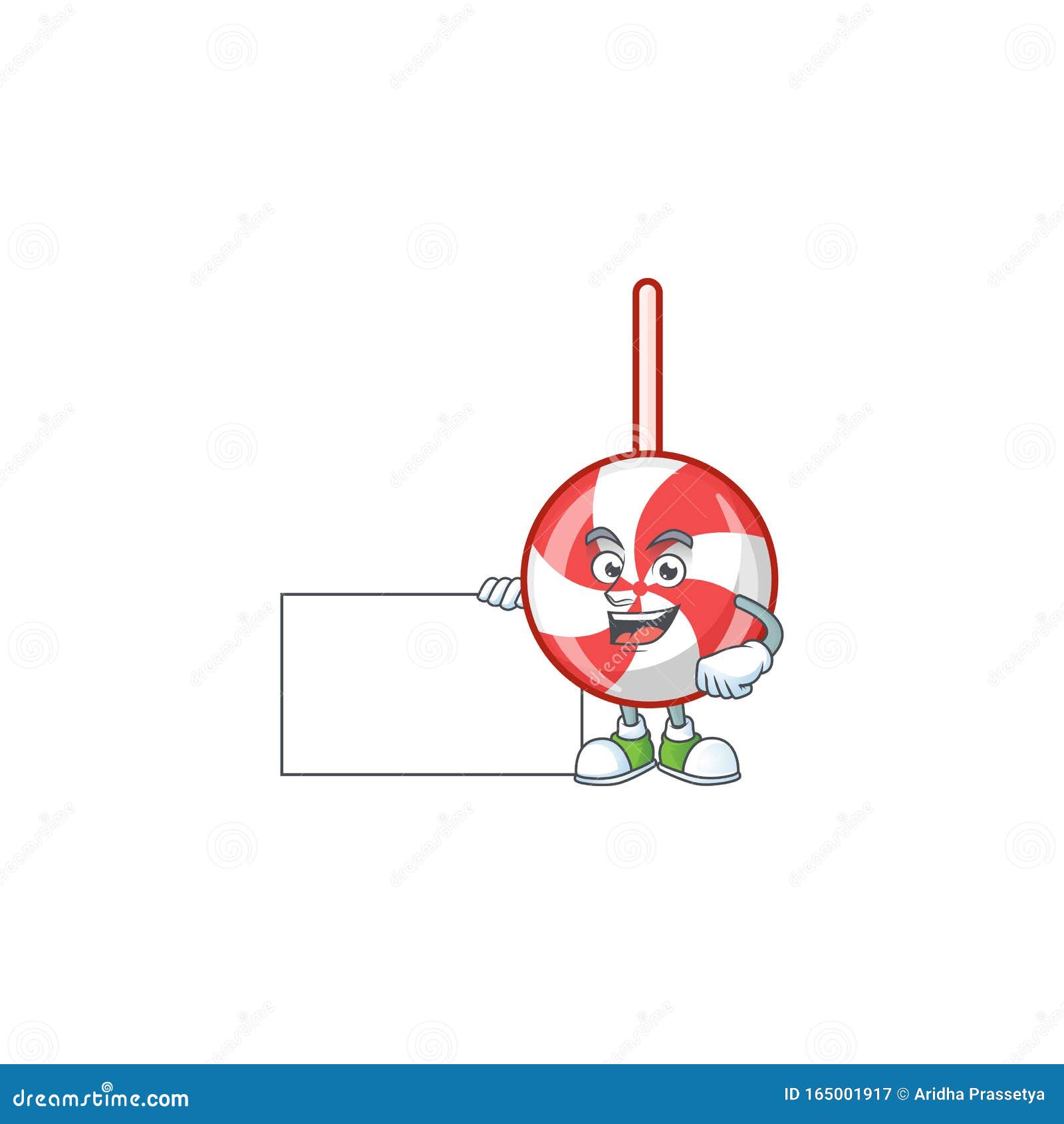 Striped Peppermint Candy Cute Cartoon Character with a Board Stock ...