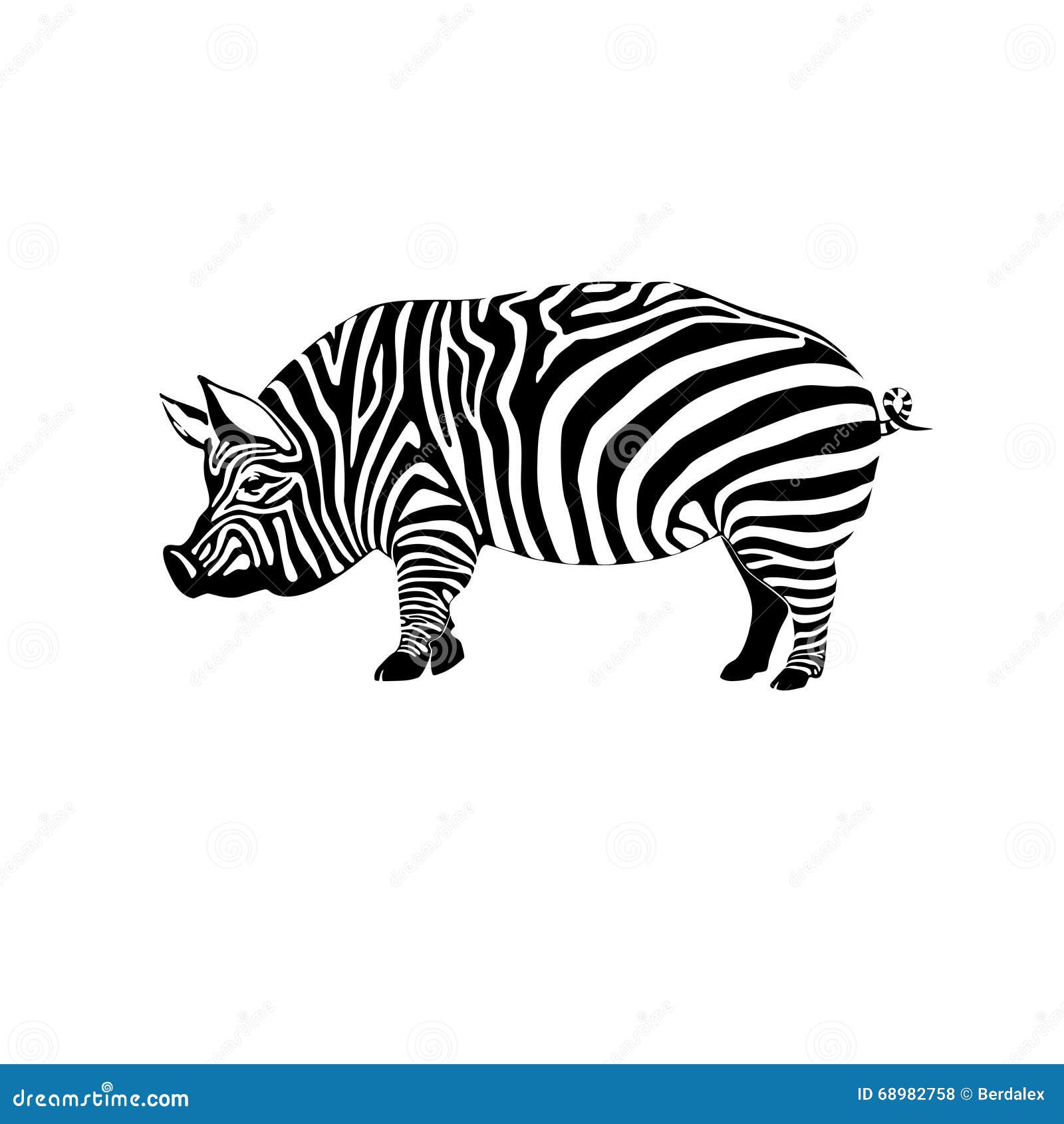 Striped pig stock vector. Illustration of drawing, decoration - 68982758