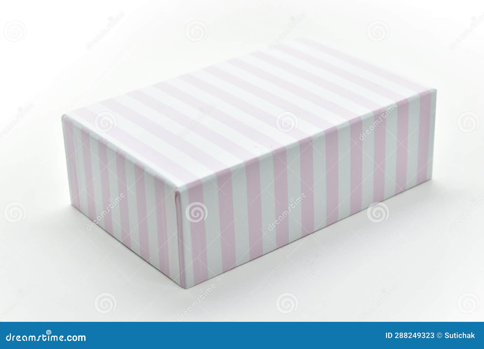 Striped Pink Paper Box on White Background, Package for Design Stock ...