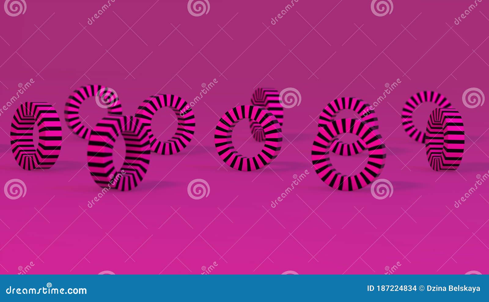 Striped Pink Rings. Abstract Art, 3d Render. Stock Illustration ...