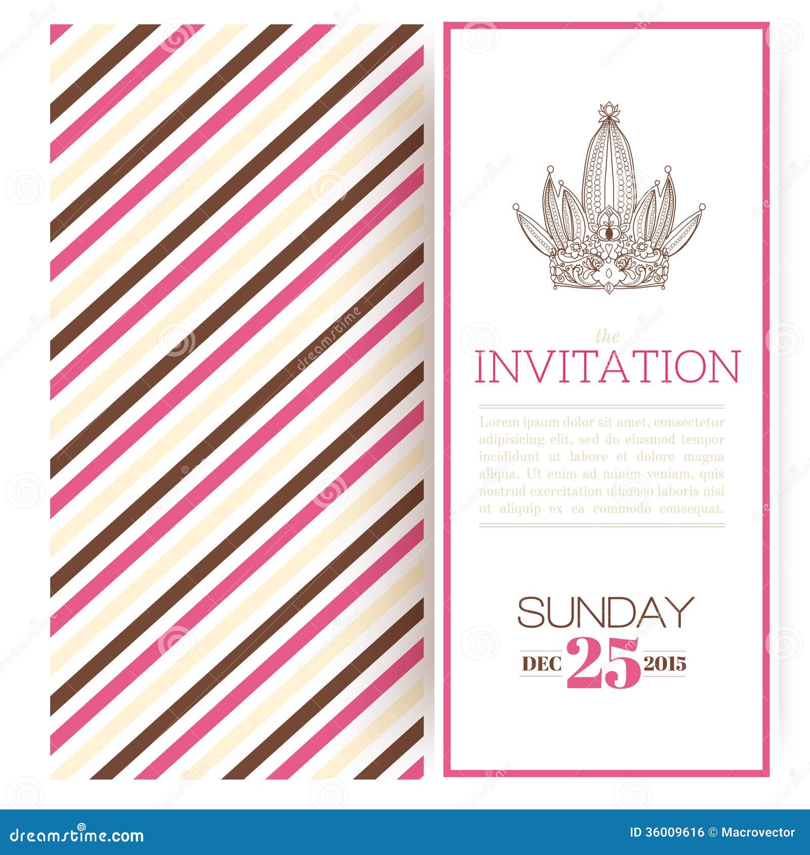 Striped Princess Invitation Template Stock Vector - Illustration of ...