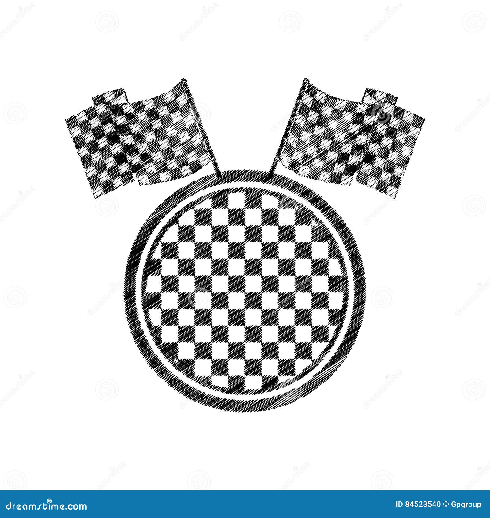 Striped Prize Monochrome Dish with Square Pattern and Flags Stock ...