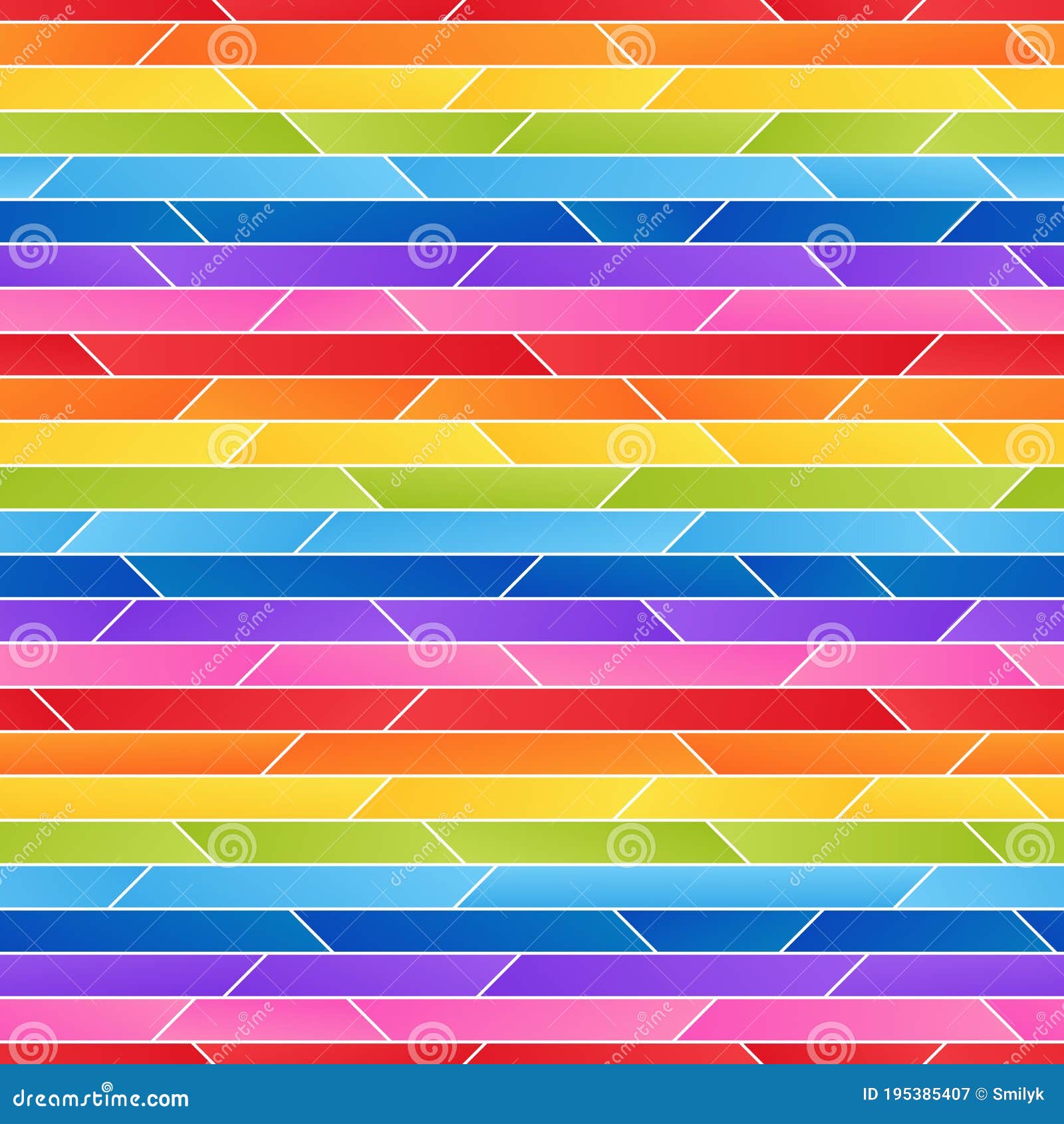 Striped Rainbow Seamless Pattern of Simple Asymmetric Geometric Shapes ...