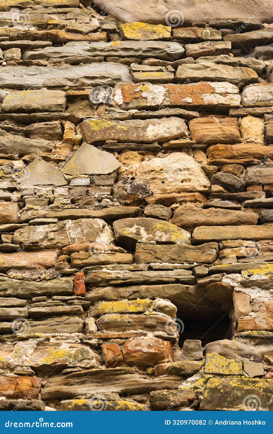 Striped and Rectangular Stone Wall Pattern, Texture. Vertical Photo ...