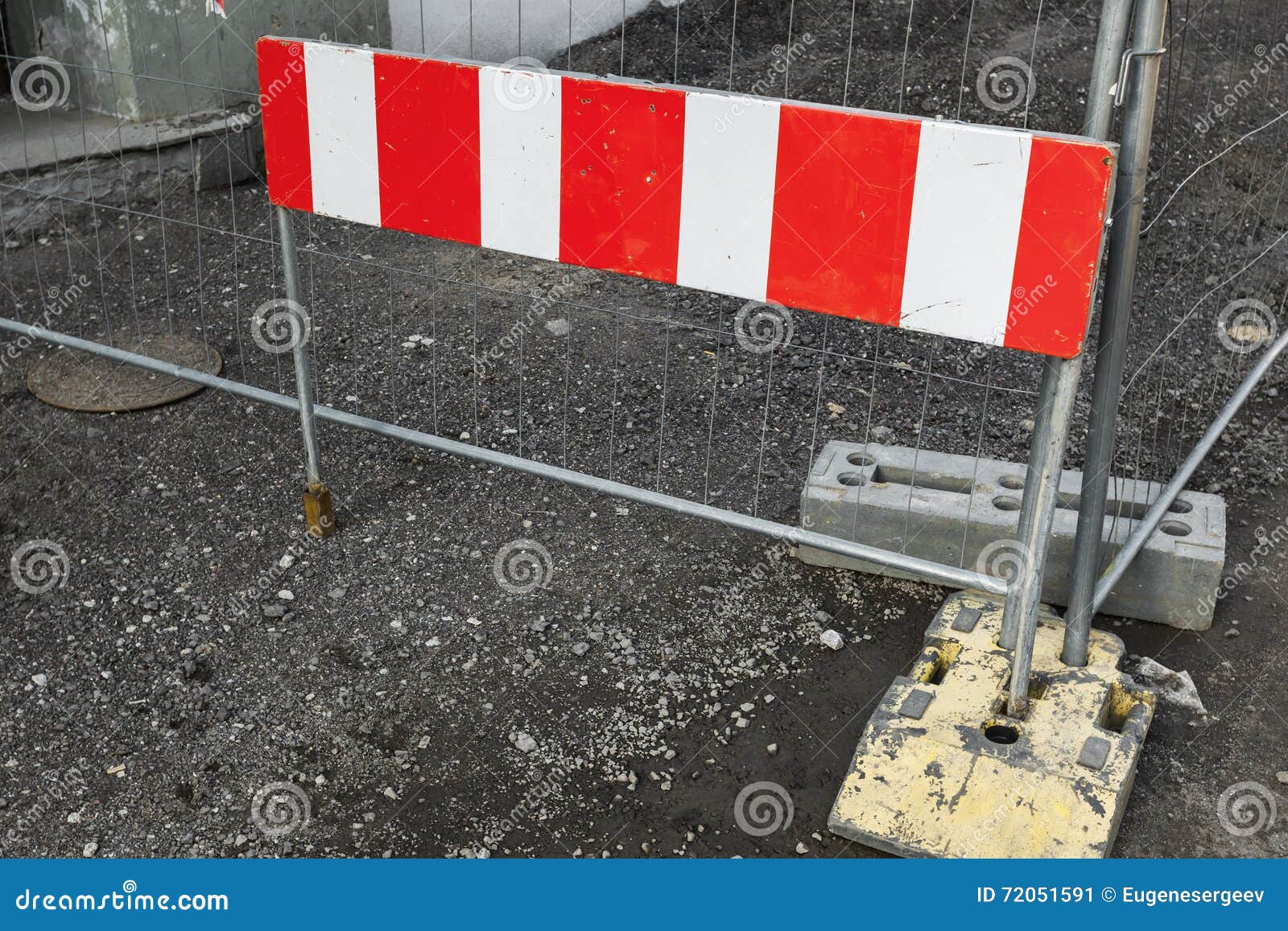 Striped Red and White Road Barrier Stock Image - Image of area, stop ...