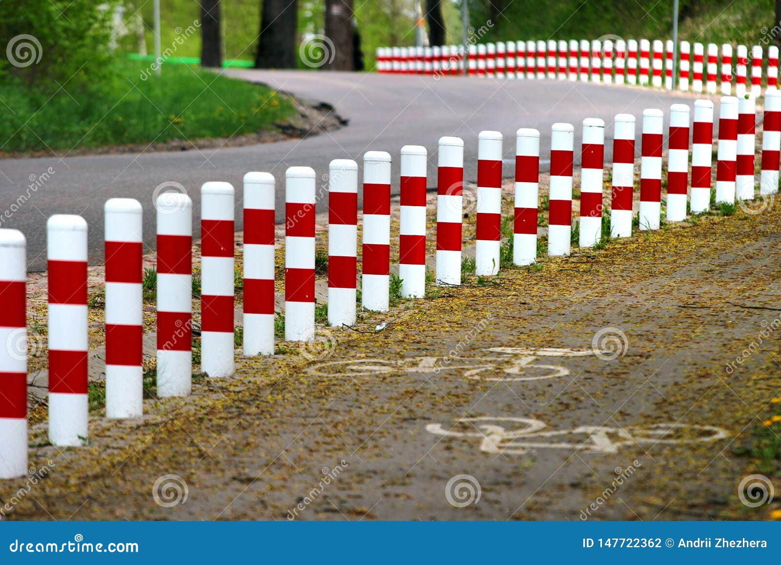 Striped Red and White Roadside Safety Posts Stock Photo - Image of ...