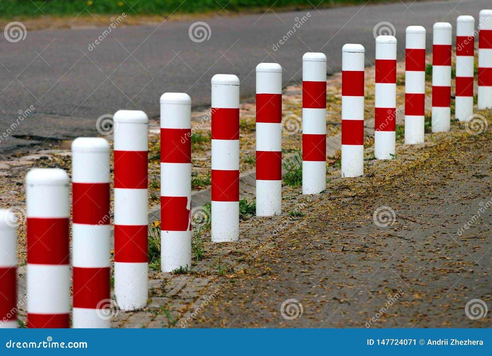 Striped Red and White Roadside Safety Posts Stock Image - Image of ...