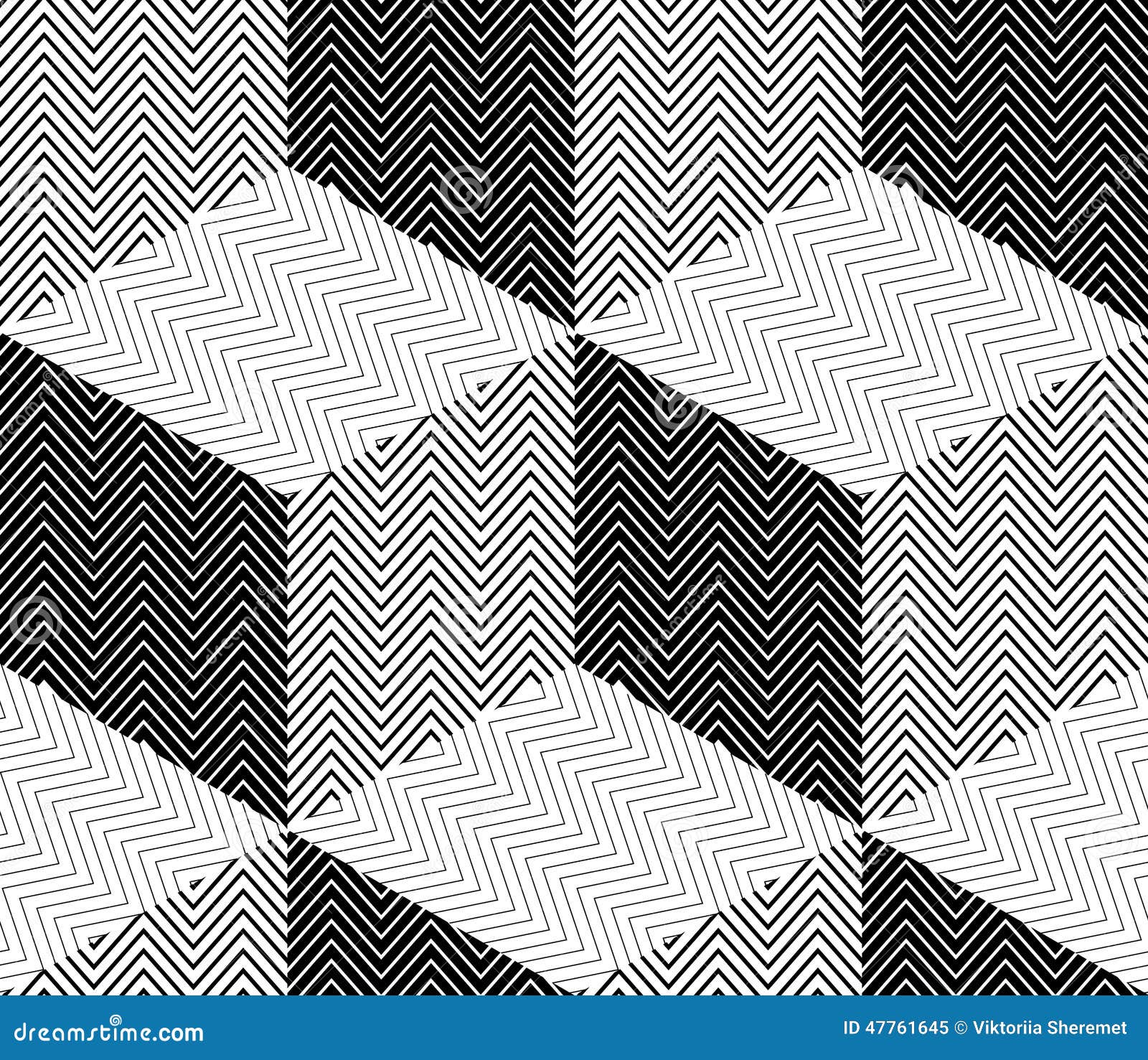 Striped Rhombuses, 3D Cubes Illusion, Vector Seamless Pattern Stock ...
