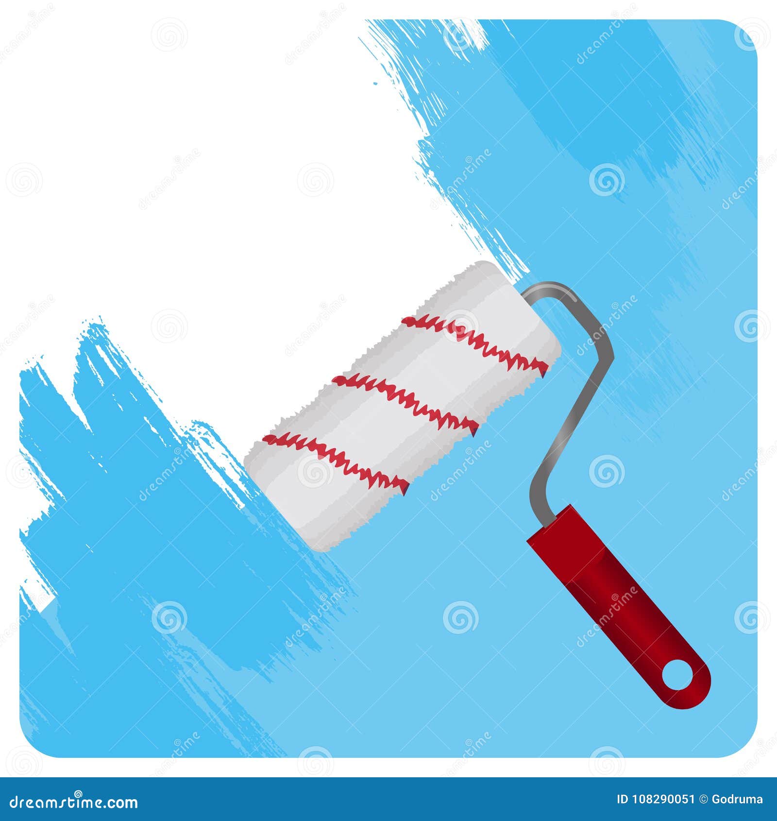 Striped Roll Paints Wall in Light Blue Color Stock Vector ...