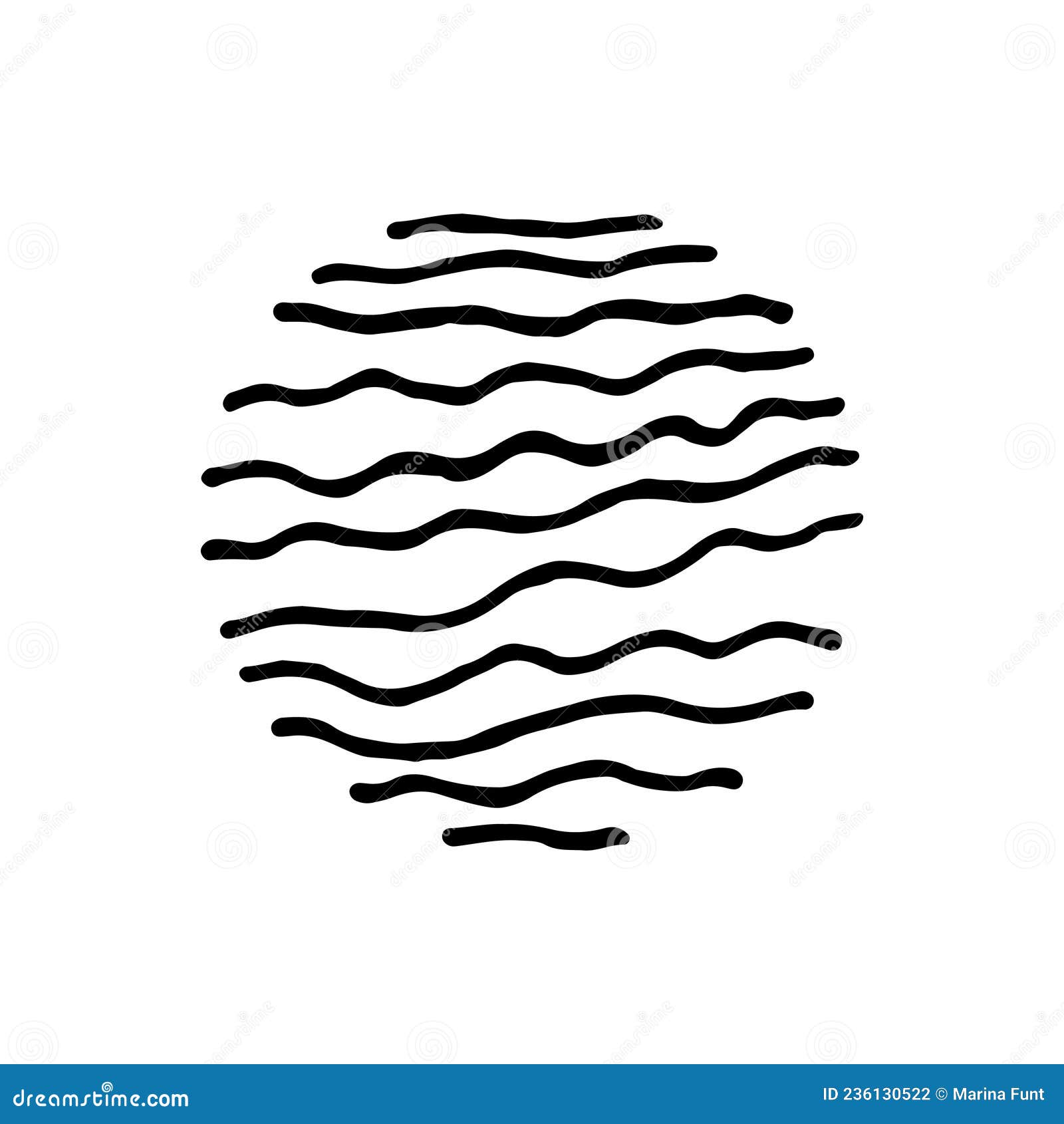 Striped Round Abstract Wave Texture. Hand-drawn Texture in a Circle ...