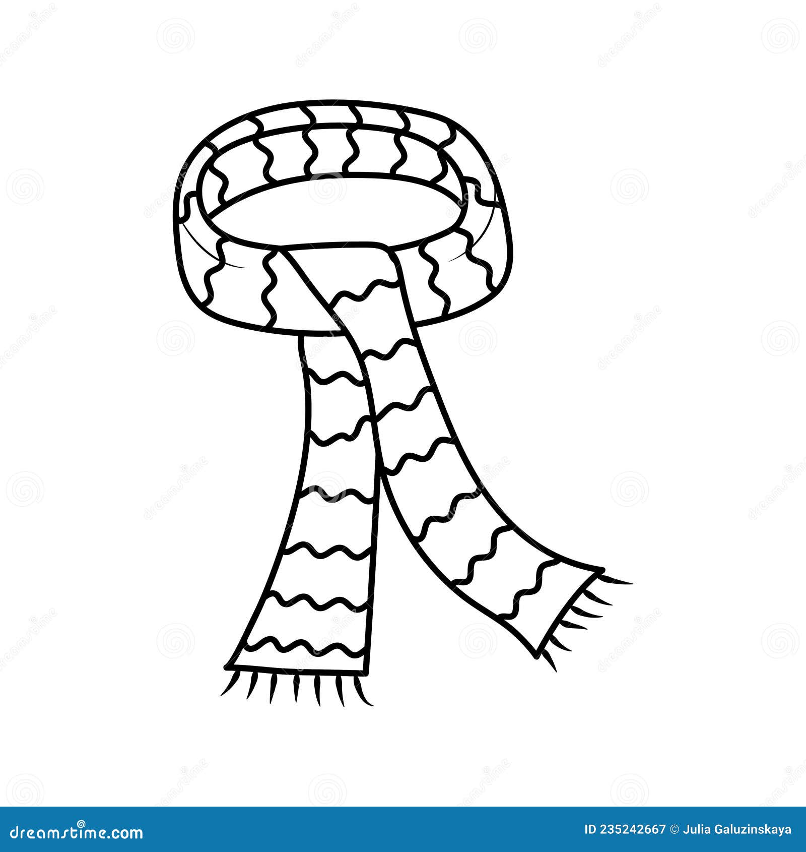 Striped Scarf in Doodle Style. Stock Vector - Illustration of accessory ...