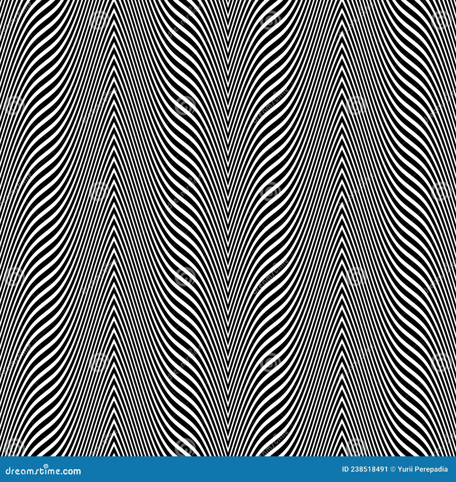 Striped Seamless Pattern of Black Distorted Lines. Repeatable Optical ...