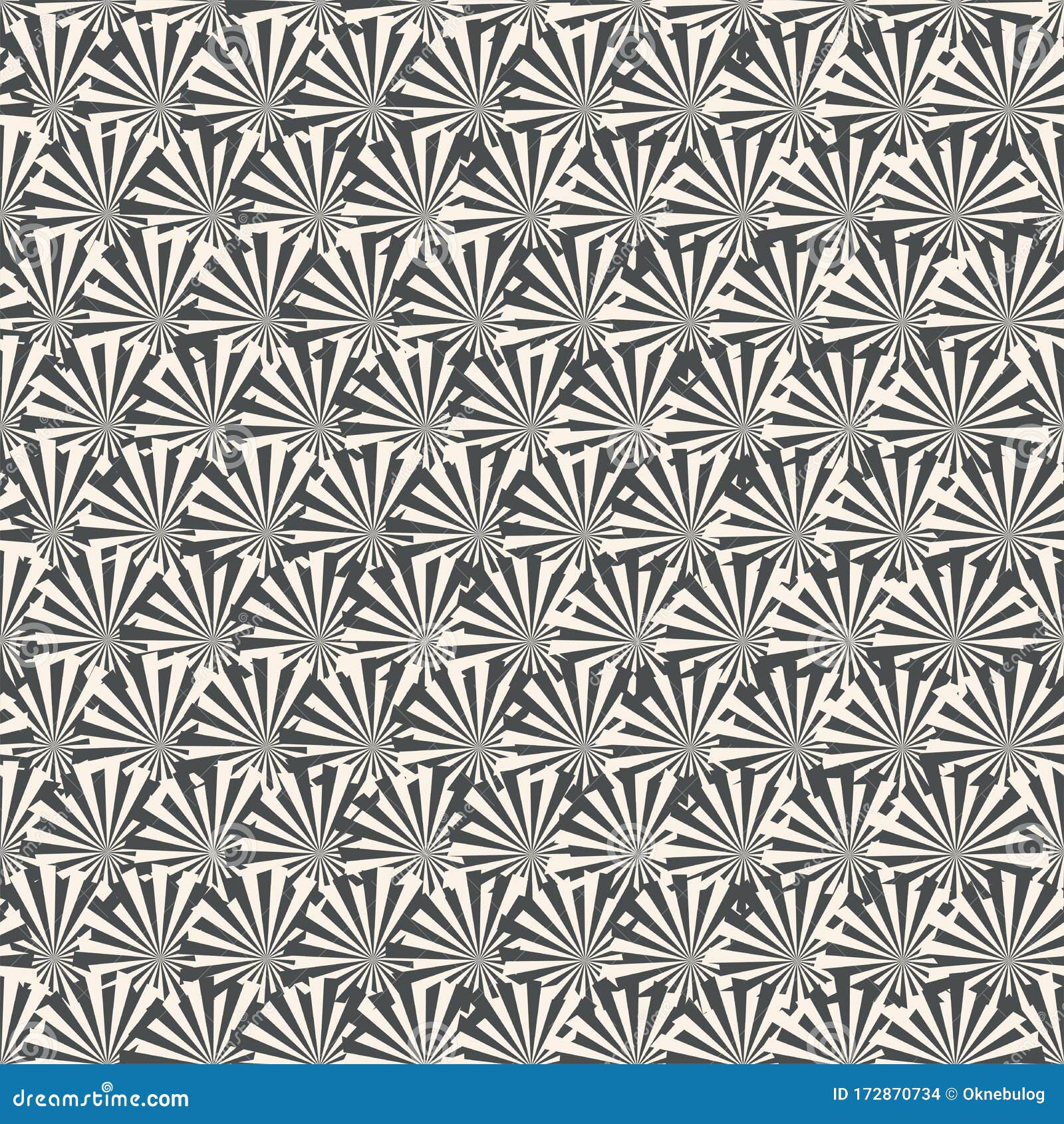 Striped Shapes with Rays. Abstract Geometric Seamless Pattern. Vector ...