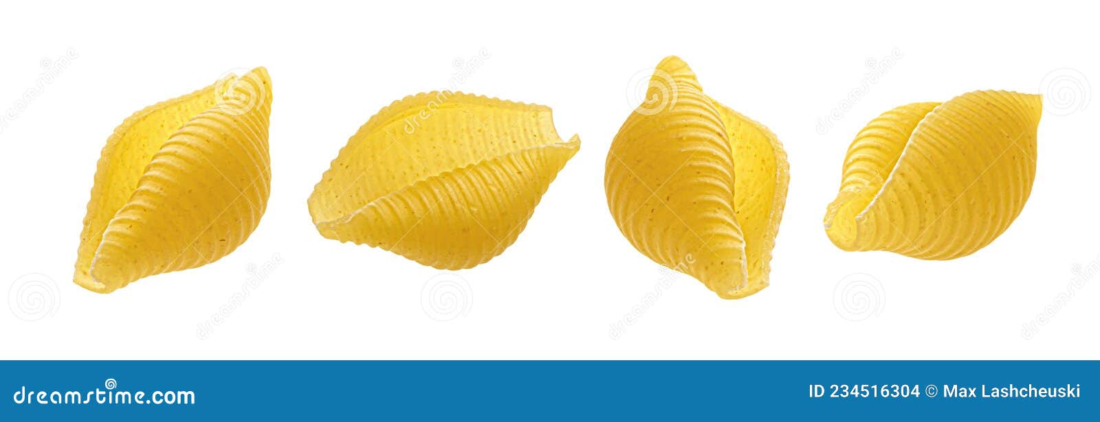 Striped Shell Pasta Isolated on White Background Stock Photo - Image of ...
