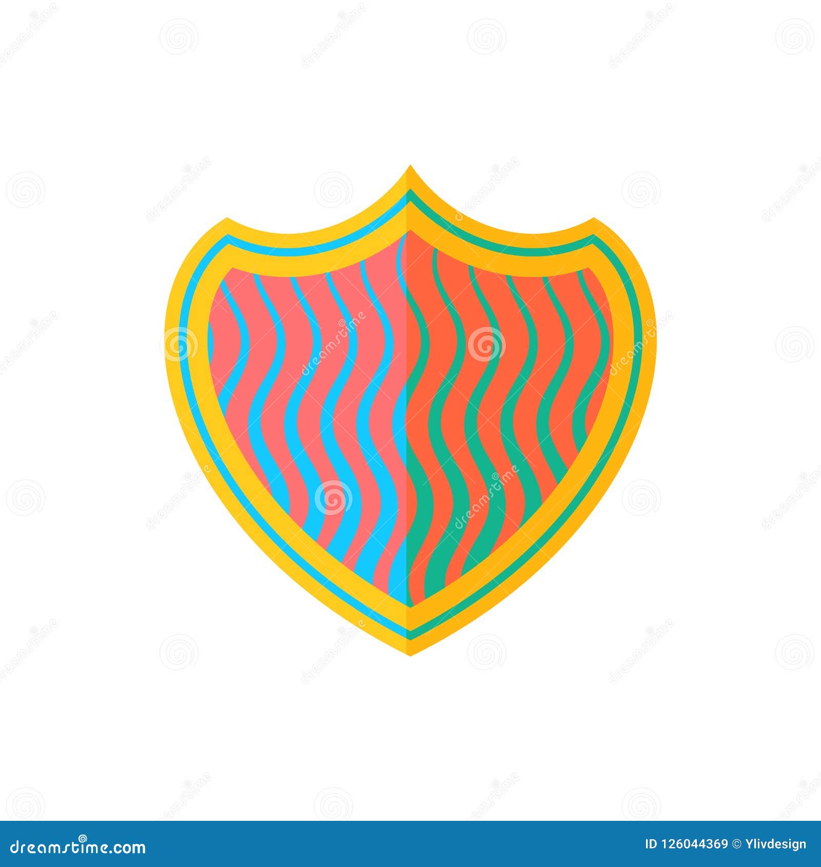 Striped Shield Icon, Flat Style Stock Illustration - Illustration of ...
