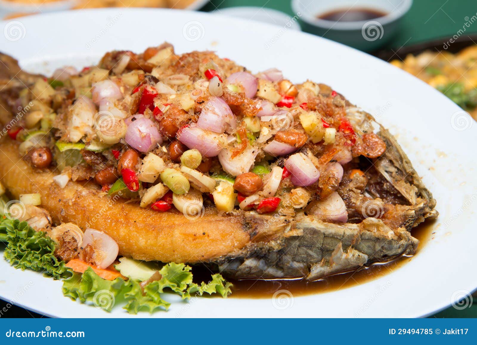 Striped Snakehead Fish with Spices Stock Image - Image of freshwater ...